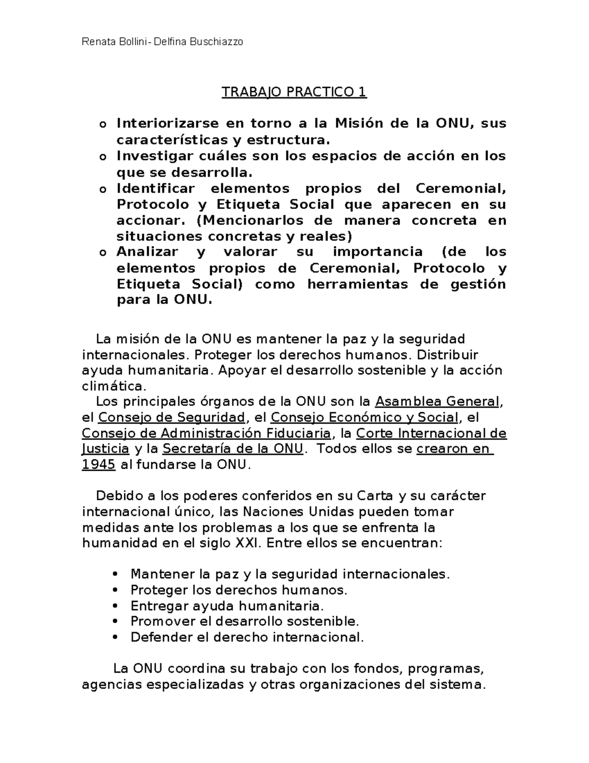 Trabajo Practico 1 eventos y ceremonial - TRABAJO PRACTICO 1 o Interiorizarse en torno a la ...