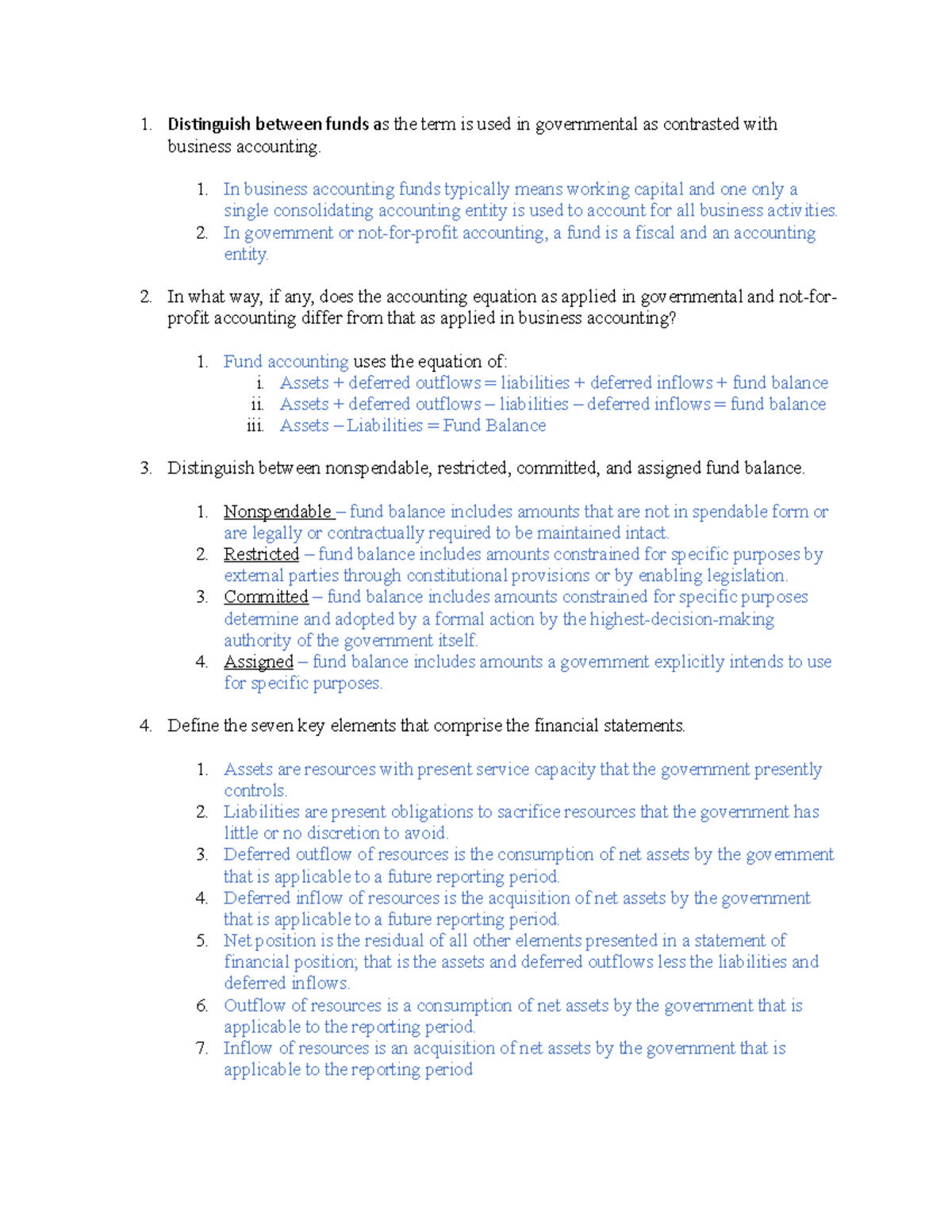 Chapter 2 Questions and Answers - Distinguish between funds as the term ...