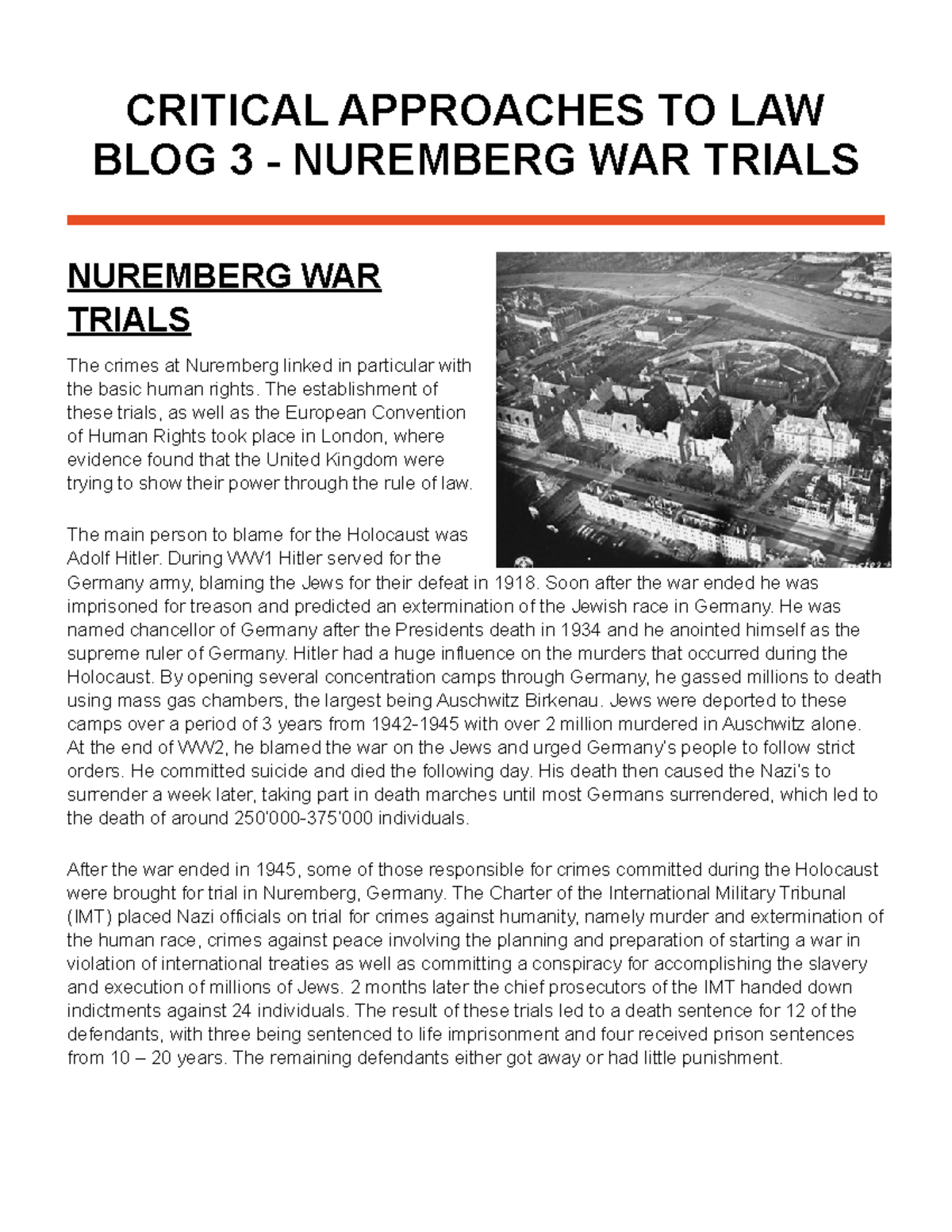 CAL Blog 3 - Nuremberg War Trials - CRITICAL APPROACHES TO LAW BLOG 3 ...