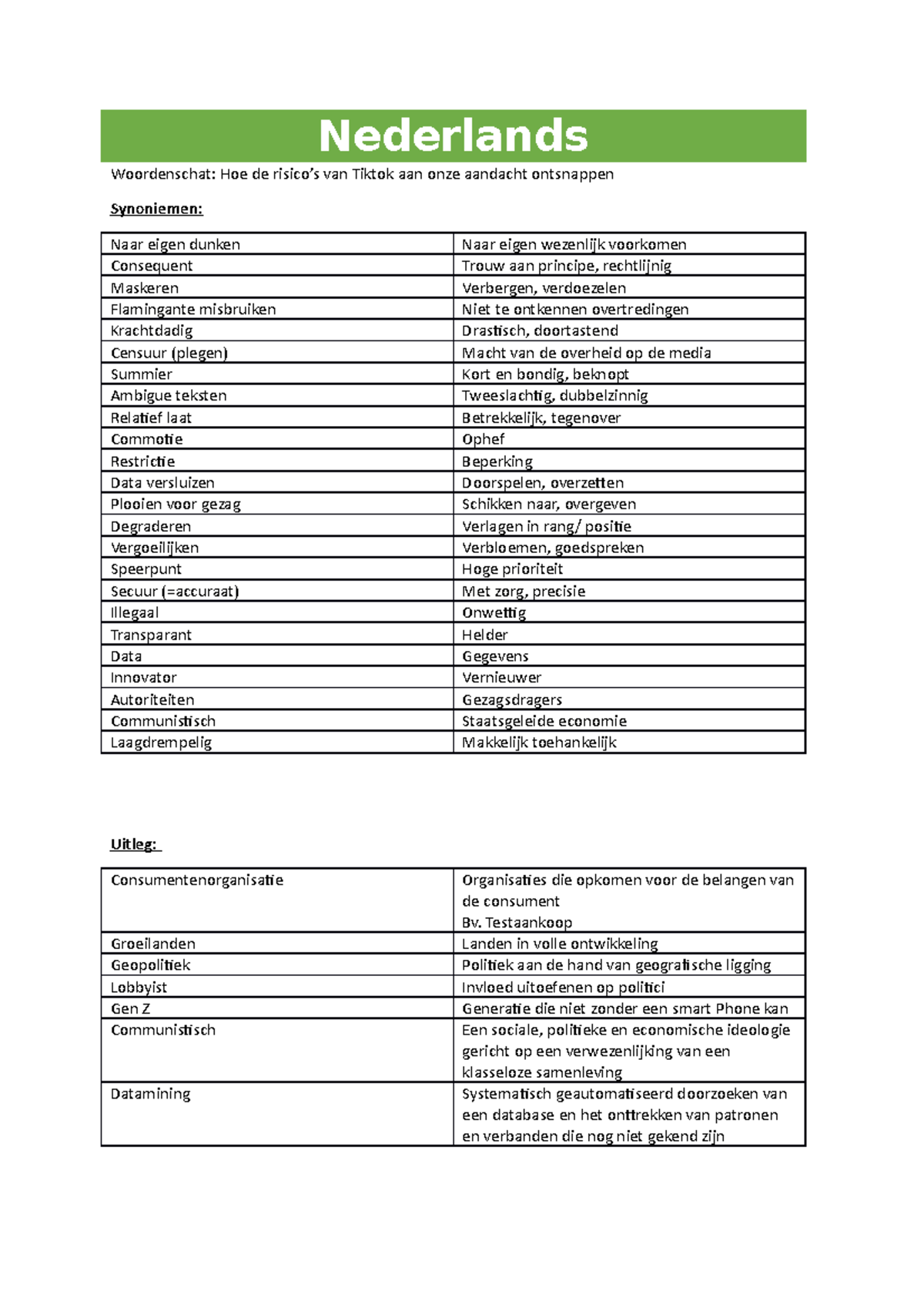 Nederlands-woordenschap-tiktok - Nederlands Woordenschat: Hoe de risico ...