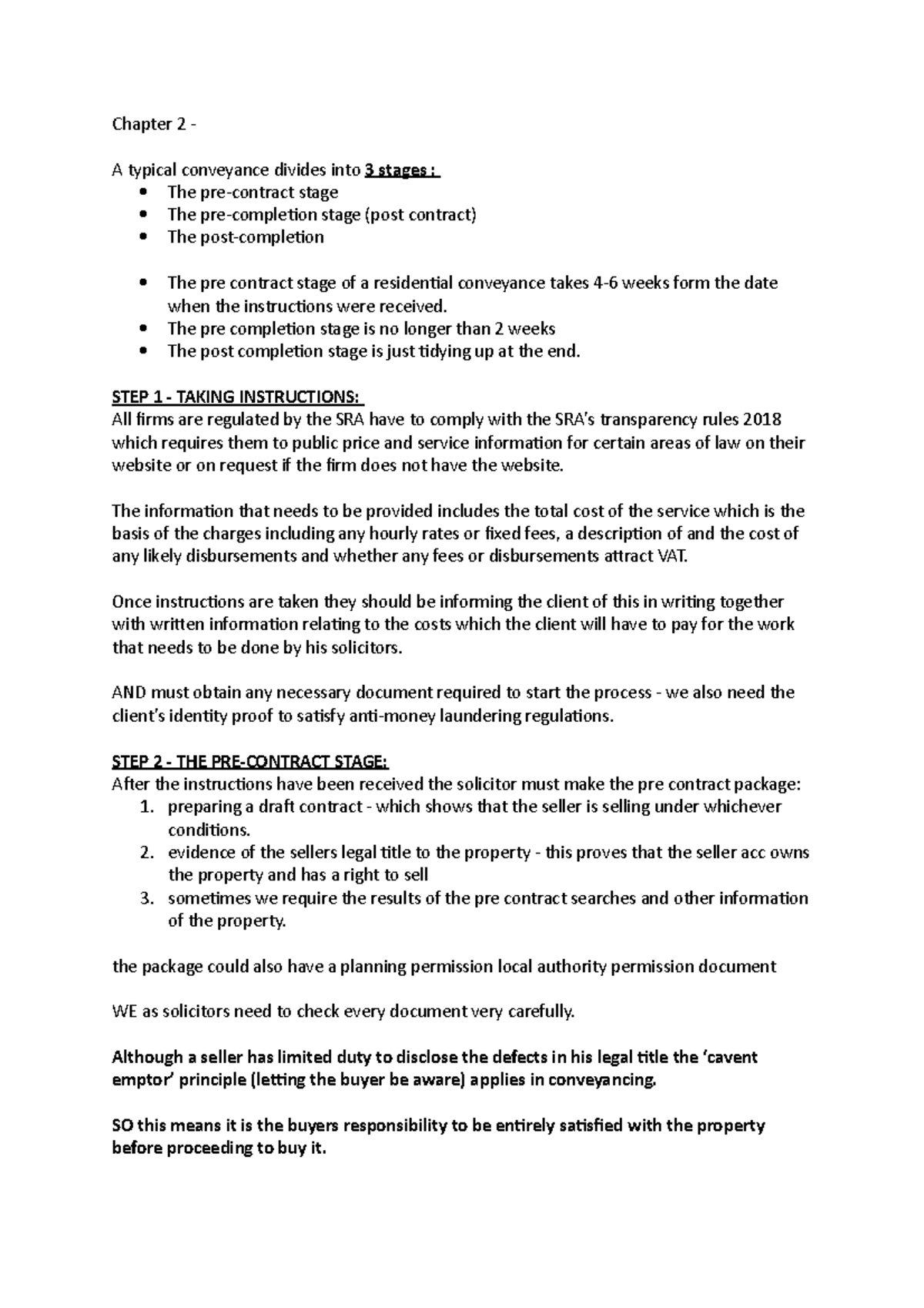 Notes on steps of a conveyance - Chapter 2 - A typical conveyance ...