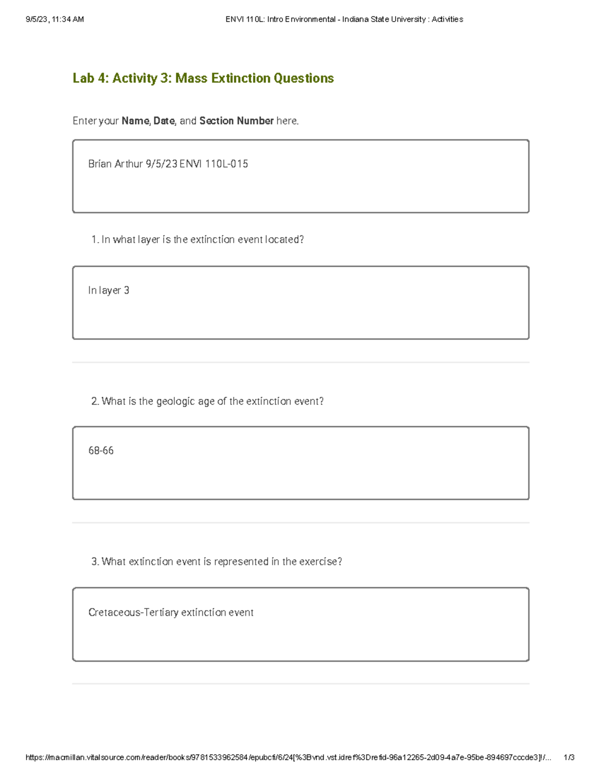 Activity 3 - Mass Extinction Questions - 9/5/23, 11:34 AM ENVI 110L ...