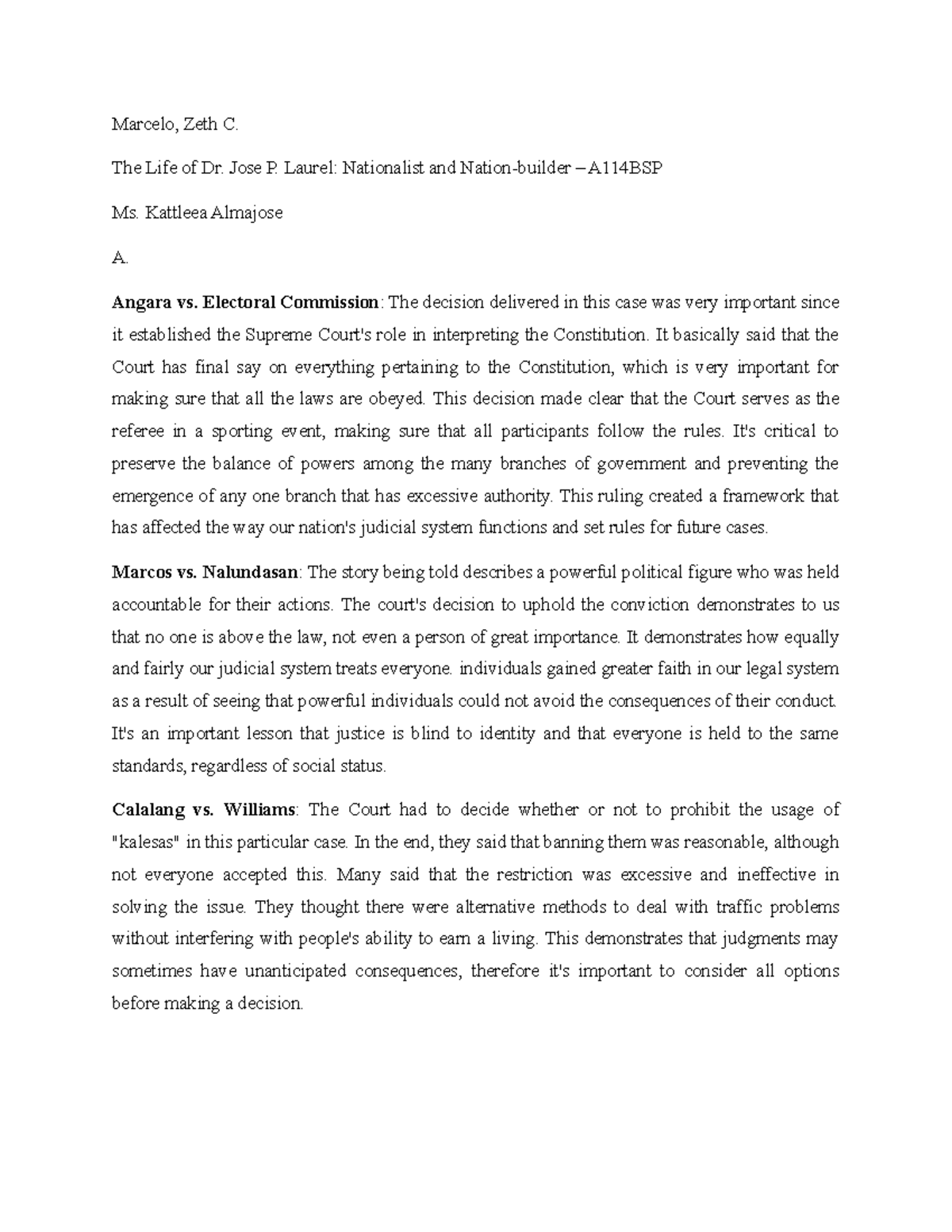 life of JPL 5 Cases - Marcelo, Zeth C. The Life of Dr. Jose P. Laurel ...