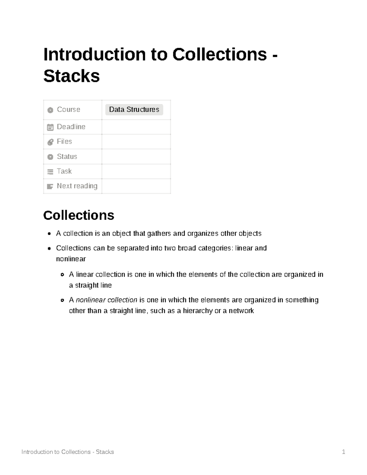 Introduction to Collections - Stacks - Introduction to Collections ...