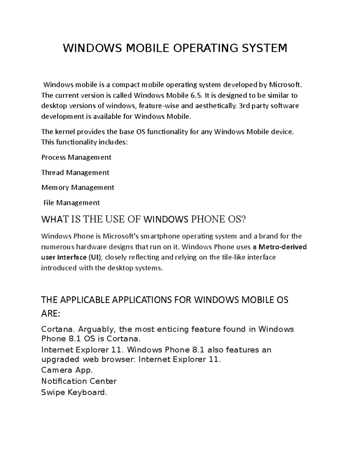 Nikko Emata Calumpiano - WINDOWS MOBILE OPERATING SYSTEM Windows mobile ...