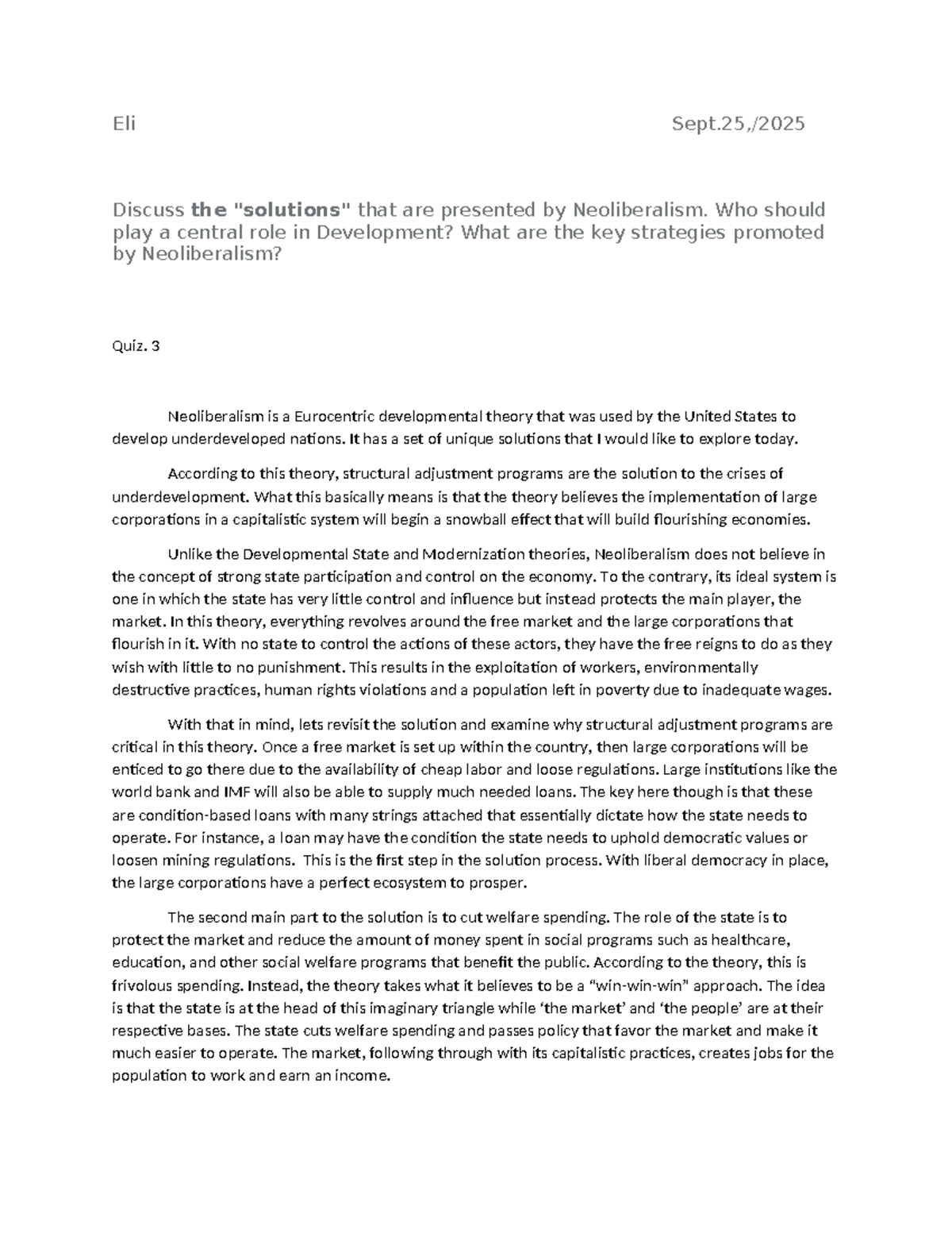INTD 200 Quiz 03 Neoliberalism - Eli Sept,/ Discuss the "solutions ...