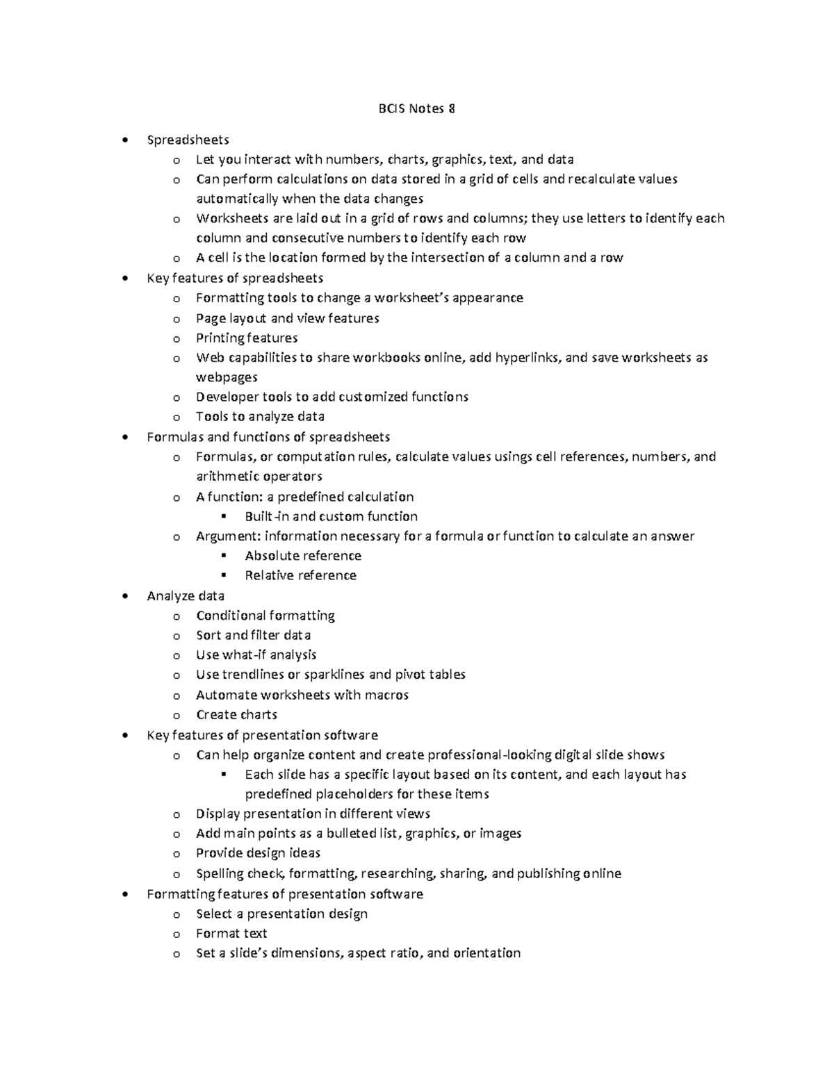 BCIS Notes 8 - Studocu