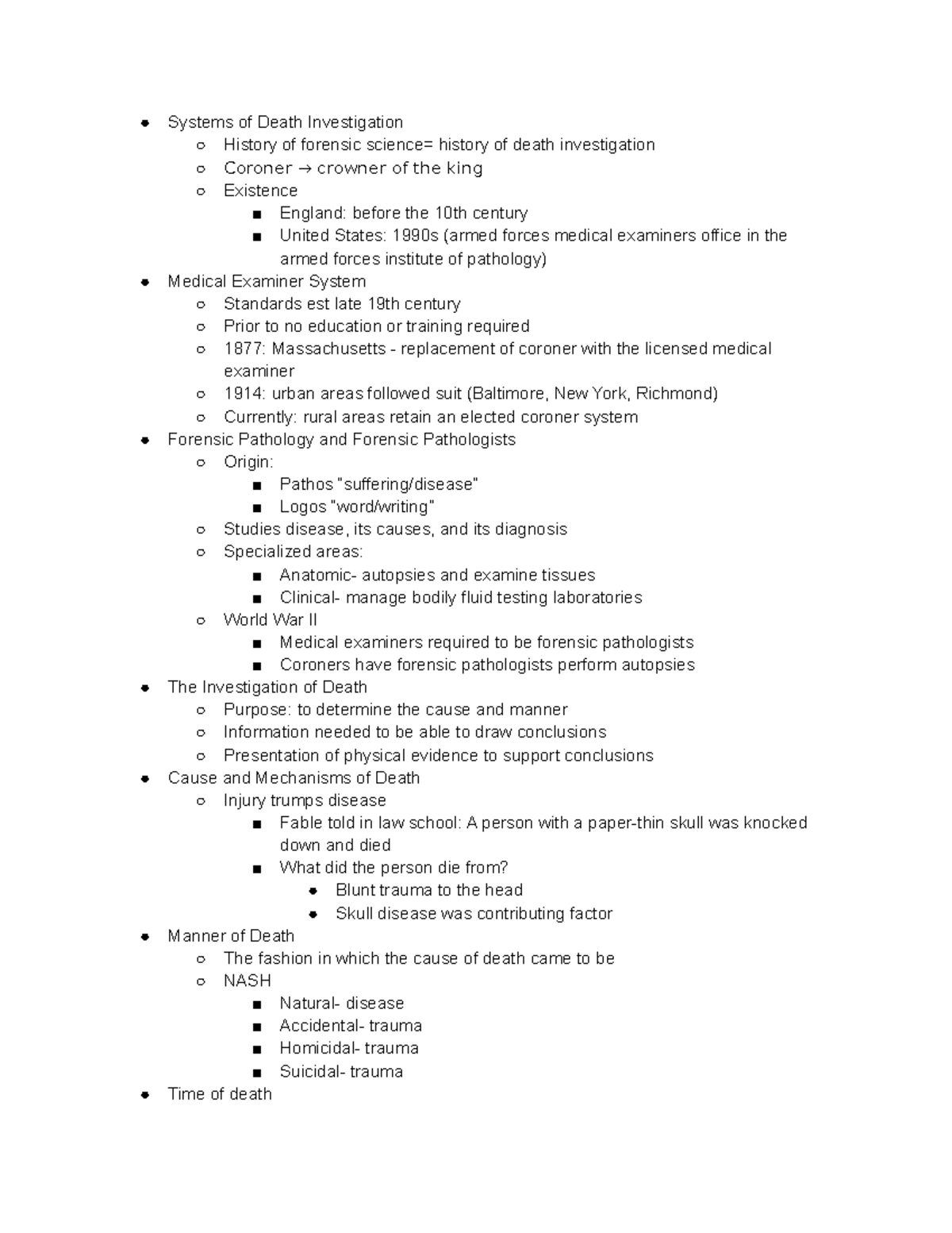CJ-290 Chapter 5 - Systems of Death Investigation History of forensic ...