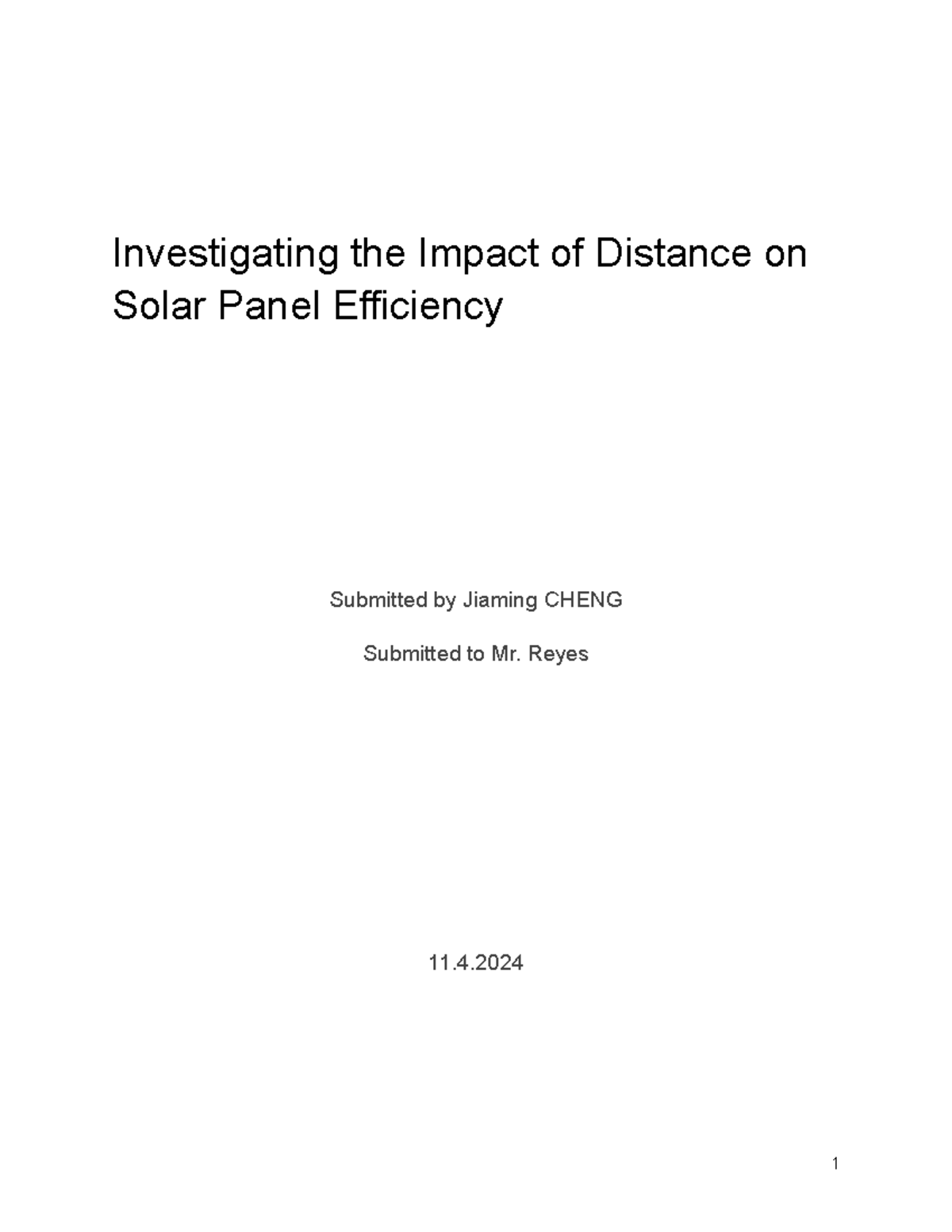 Lab report Solar Panel - Investigating the Impact of Distance on Solar ...