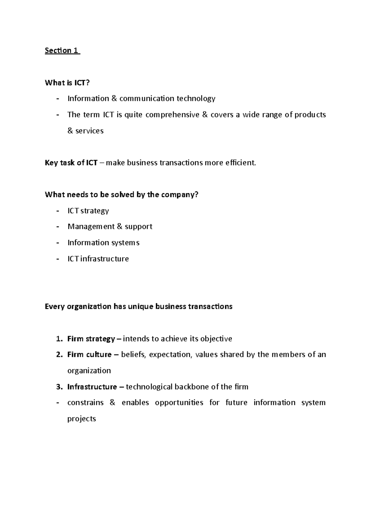 Section 1 notes - Section 1 What is ICT? - Information & communication ...