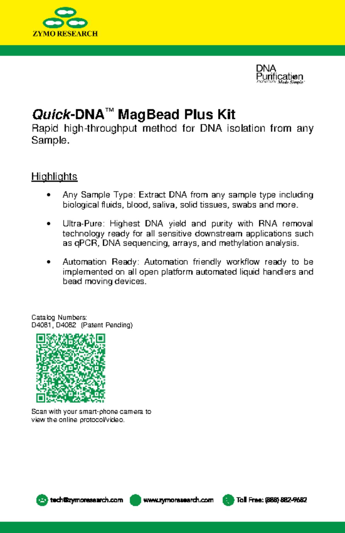 Quick-dna magbead plus kit - Quick-DNA™ MagBead Plus Kit Rapid high-throughput method for DNA ...