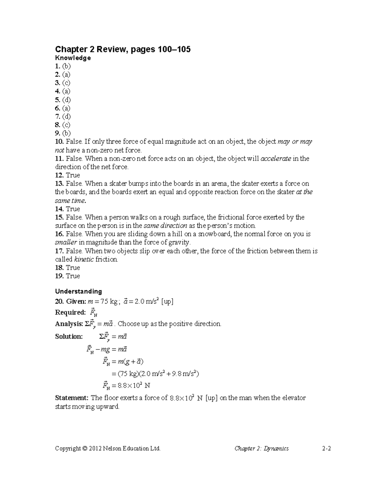 Chapter 2 review - Circular Acceleration - Chapter 2 Review, pages 100– Knowledge (b) (a) (c) (a ...