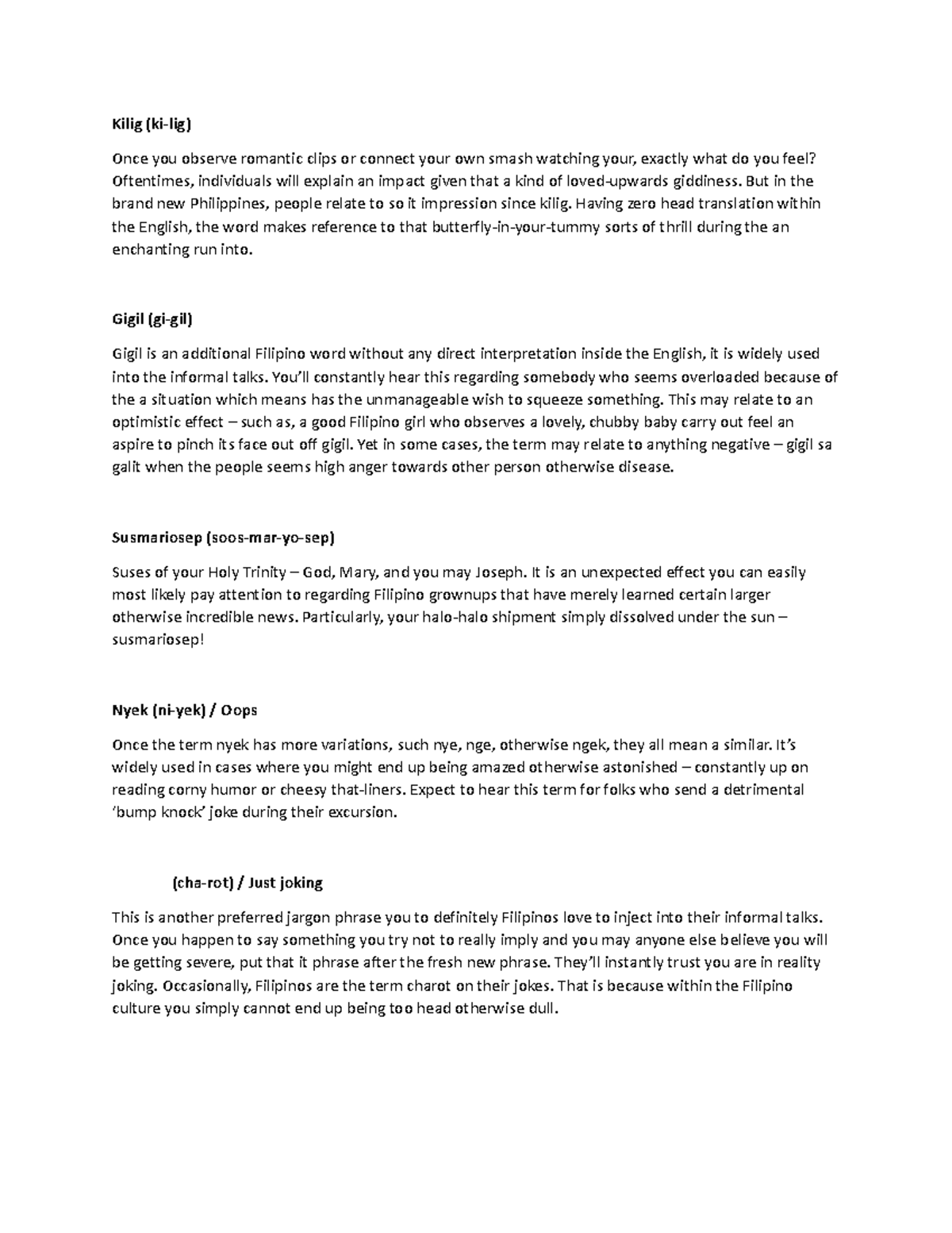 List of Slang Words - Kilig (ki-lig) Once you observe romantic clips or ...