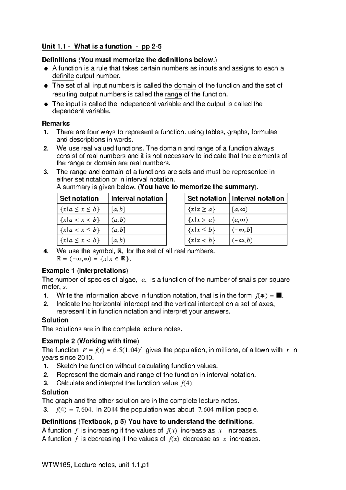 Unit 1 what are functions - Unit 1. 1 - What is a function - pp 2 - 5 ...