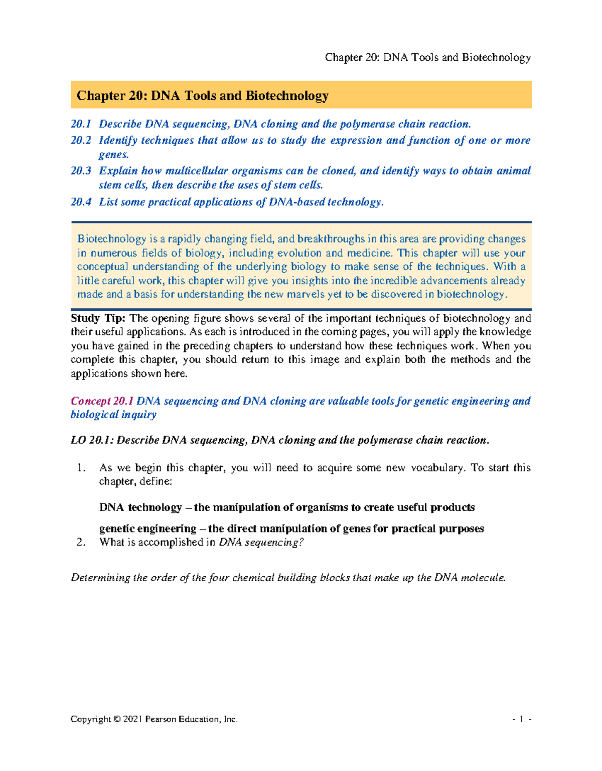 Bio12 ARG 20 - fafeaee - Copyright © 2021 Pearson Education, Inc. - 1 ...