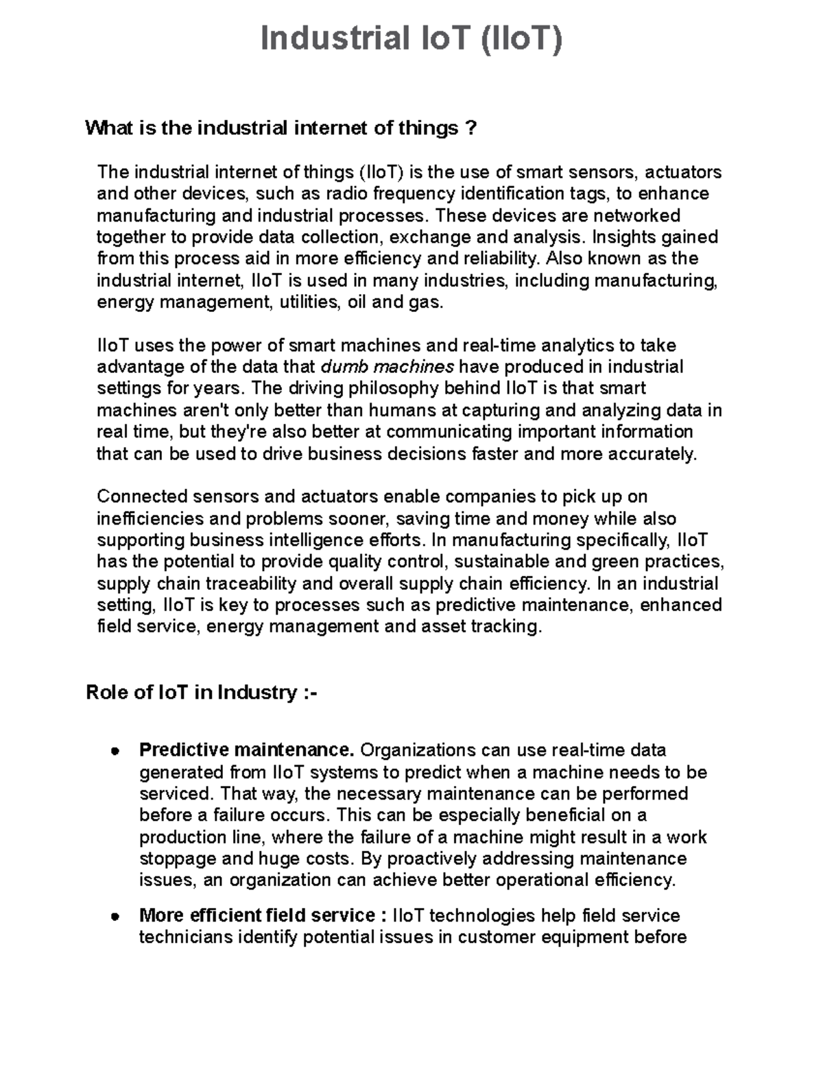 Unit4 Industrial IoT (IoT) - Industrial IoT (IIoT) What is the industrial internet of things ...