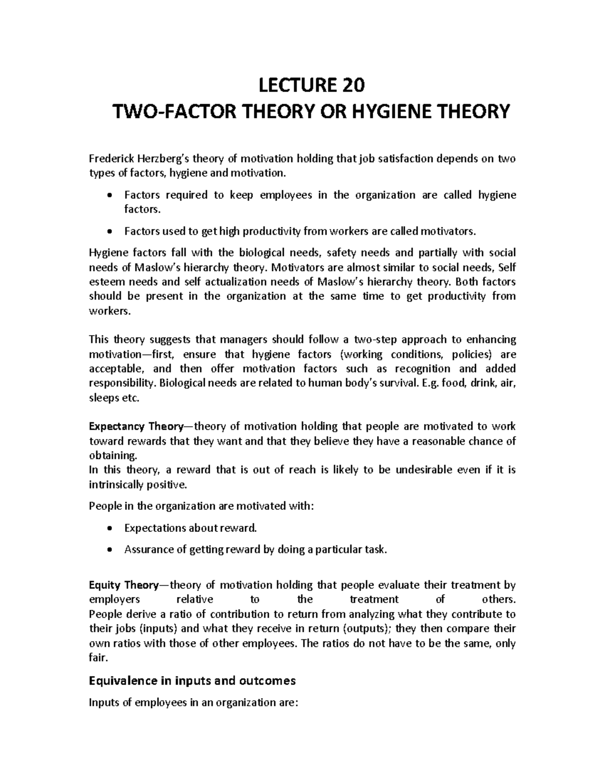 Lecture 20 - This file is latest. - LECTURE 20 TWO‐FACTOR THEORY OR ...