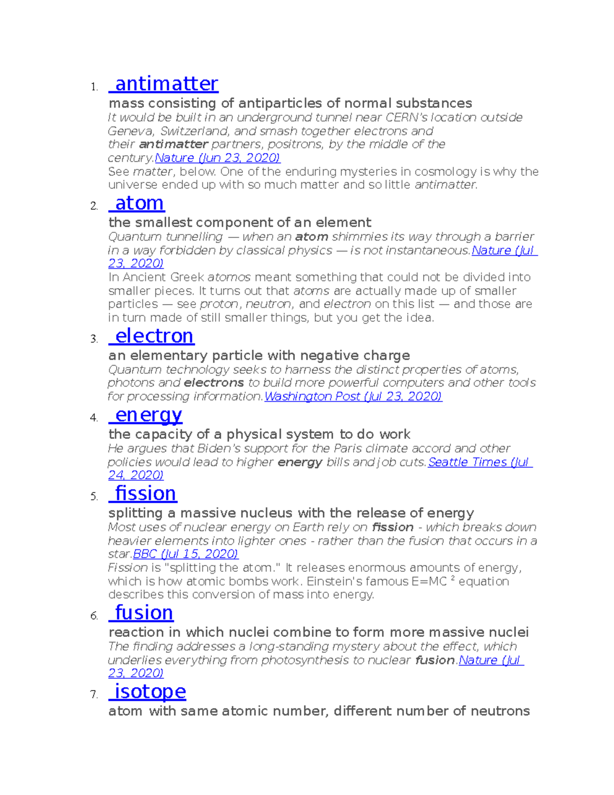 Phy 42 - physics notes, very helpful! - 1. antimatter mass consisting ...