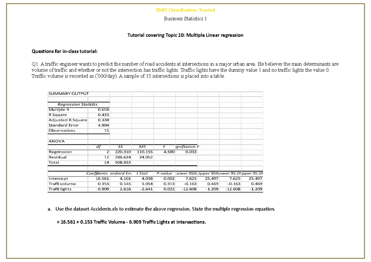 Tutorial covering Topic 11 - Solutions-2-3 (1)-1 - Business Statistics 1 Tutorial covering Topic ...