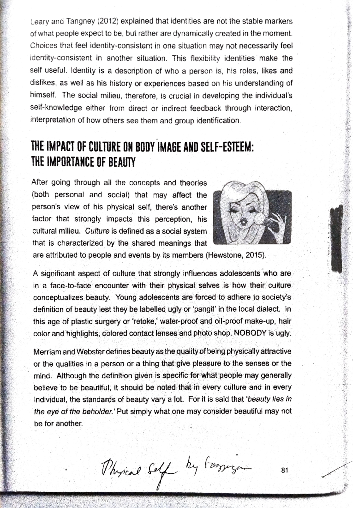 UTS Importance of beauty - Leary and Tangney (2012) explained that ...