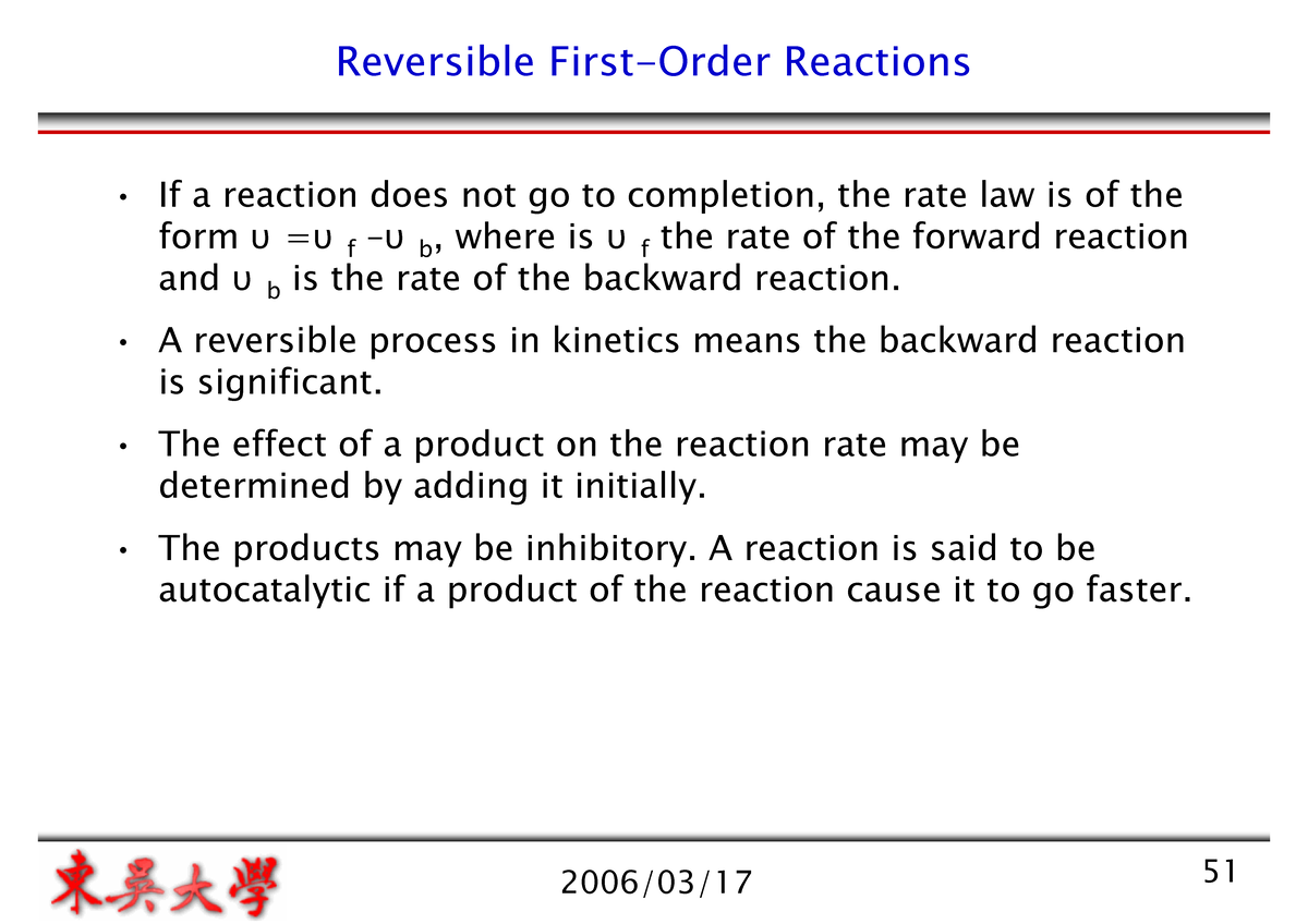 L05 Ch18 - Reversible first-order reactions explained in detail with ...