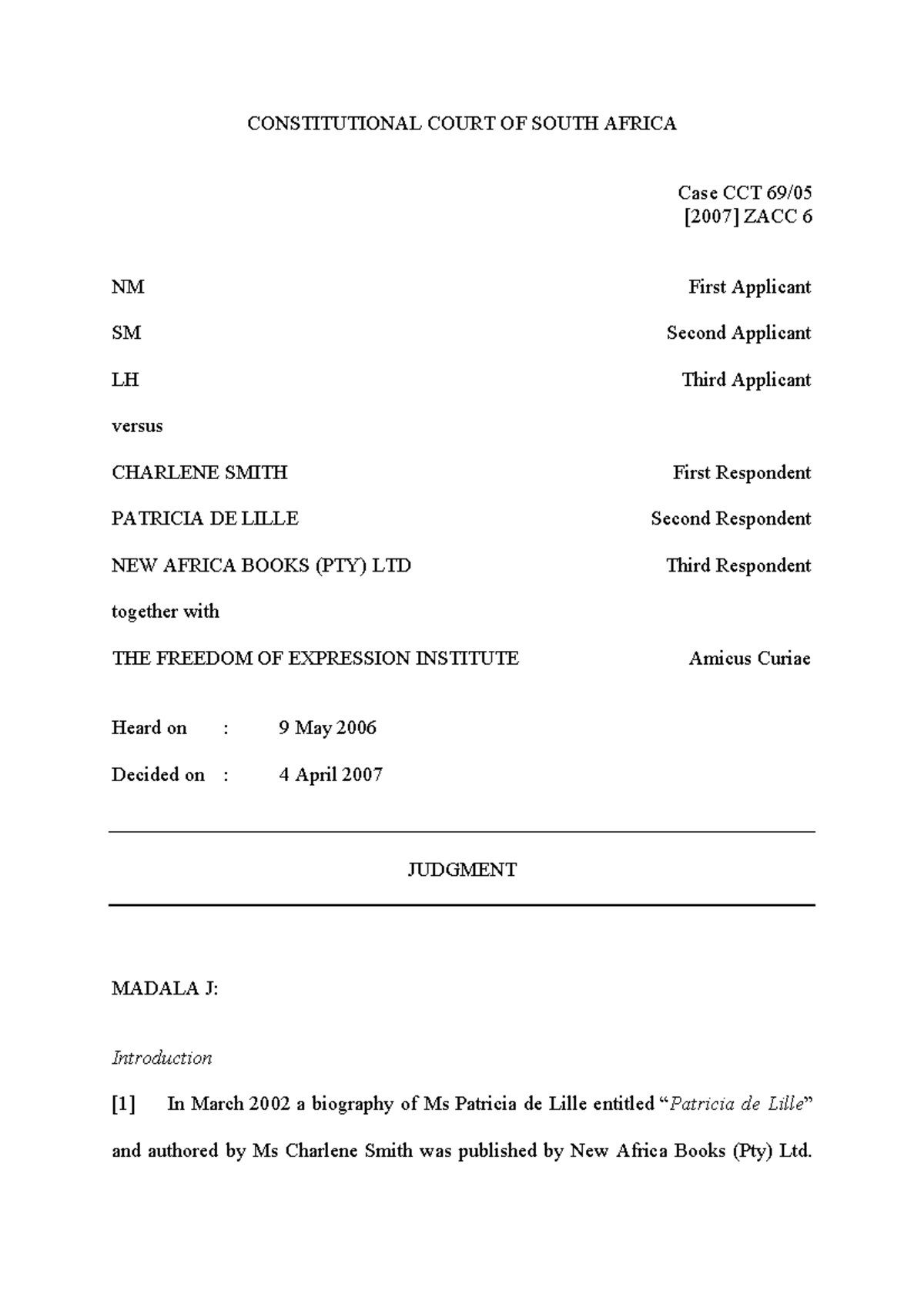 Smith case - hgtrf - CONSTITUTIONAL COURT OF SOUTH AFRICA Case CCT 69 ...
