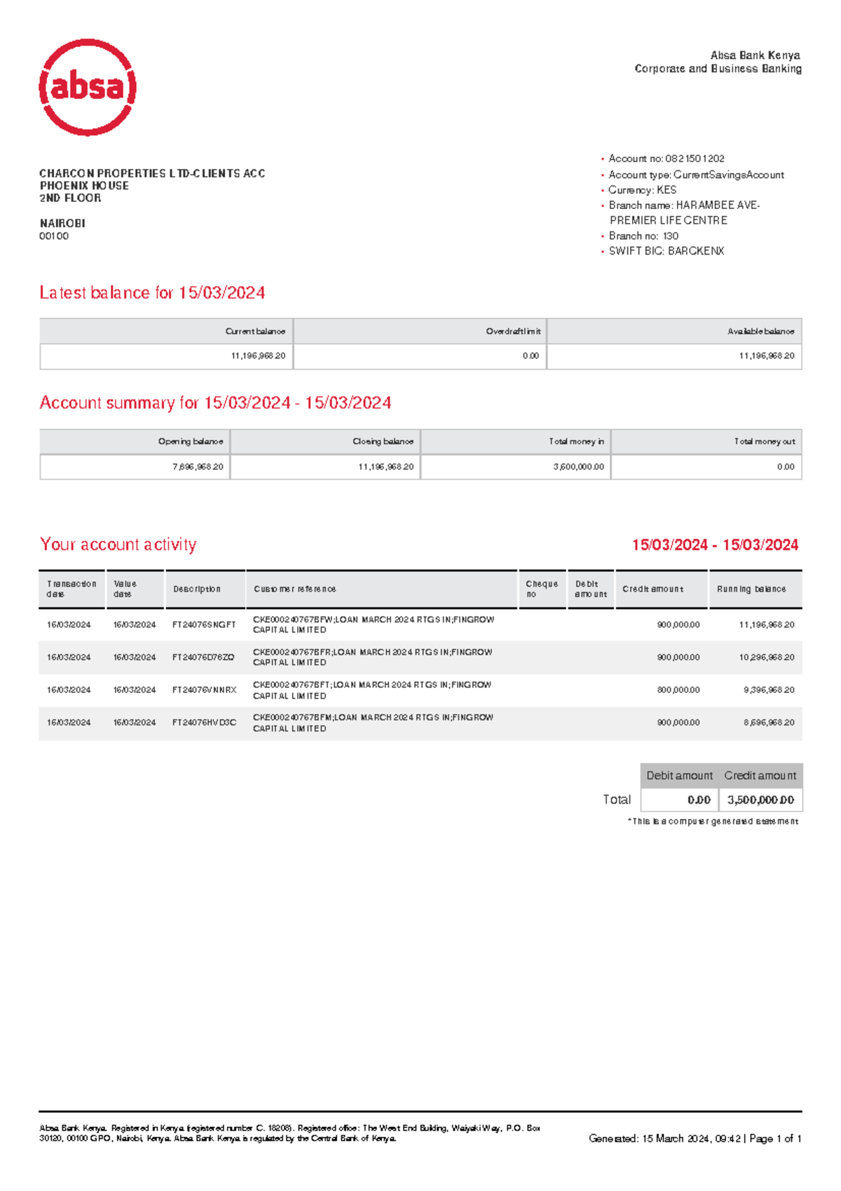 Acc activity 20240315 20240315 - Absa Bank Kenya. Registered in Kenya ...
