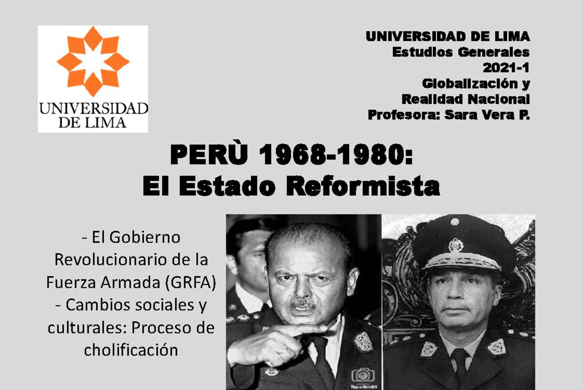 11. PERÚ- Estado Reformista - PERÙ 1968-1980: El Estado Reformista ...