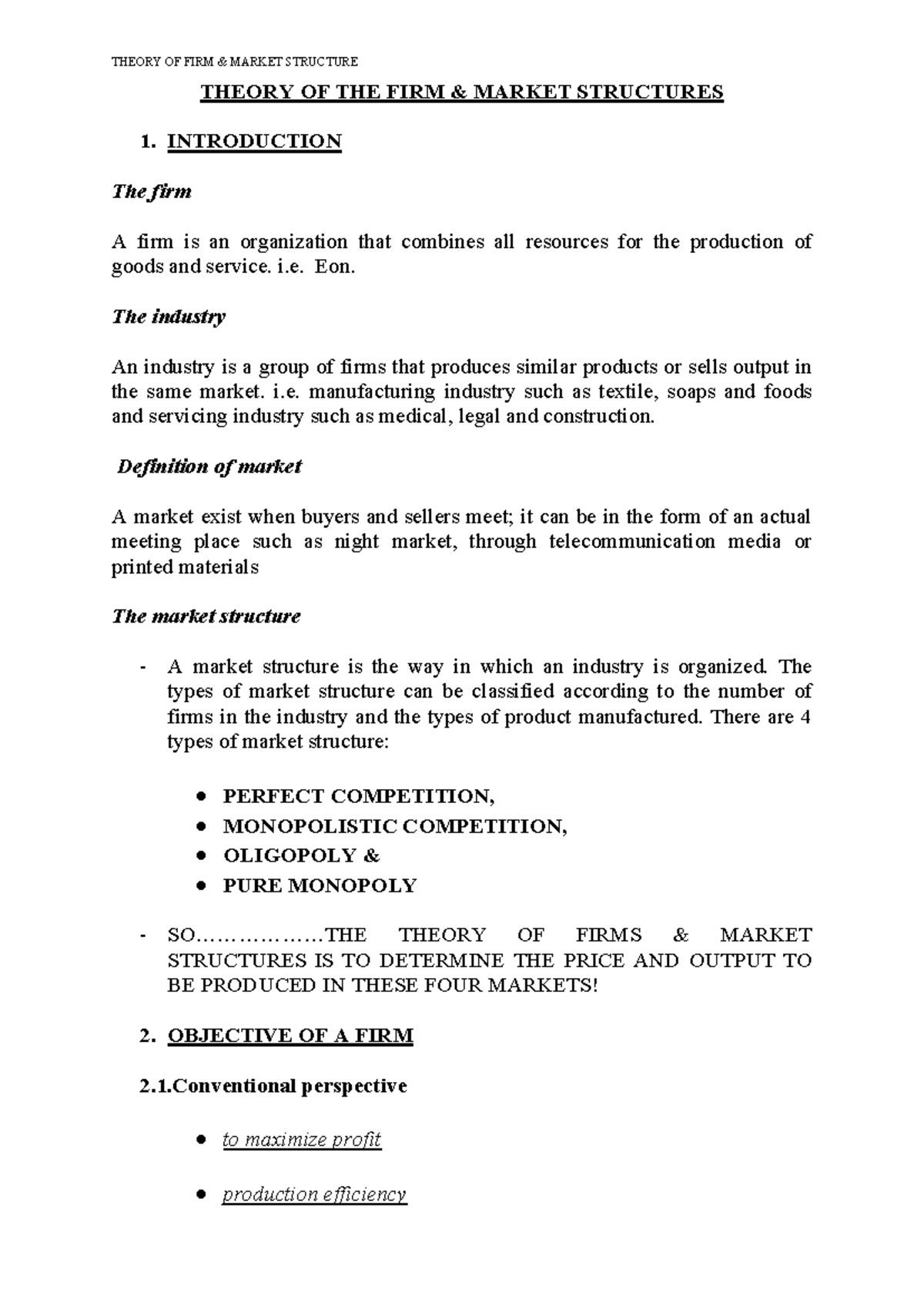 Chapter 7 Market Structures II - THEORY OF THE FIRM & MARKET STRUCTURES ...