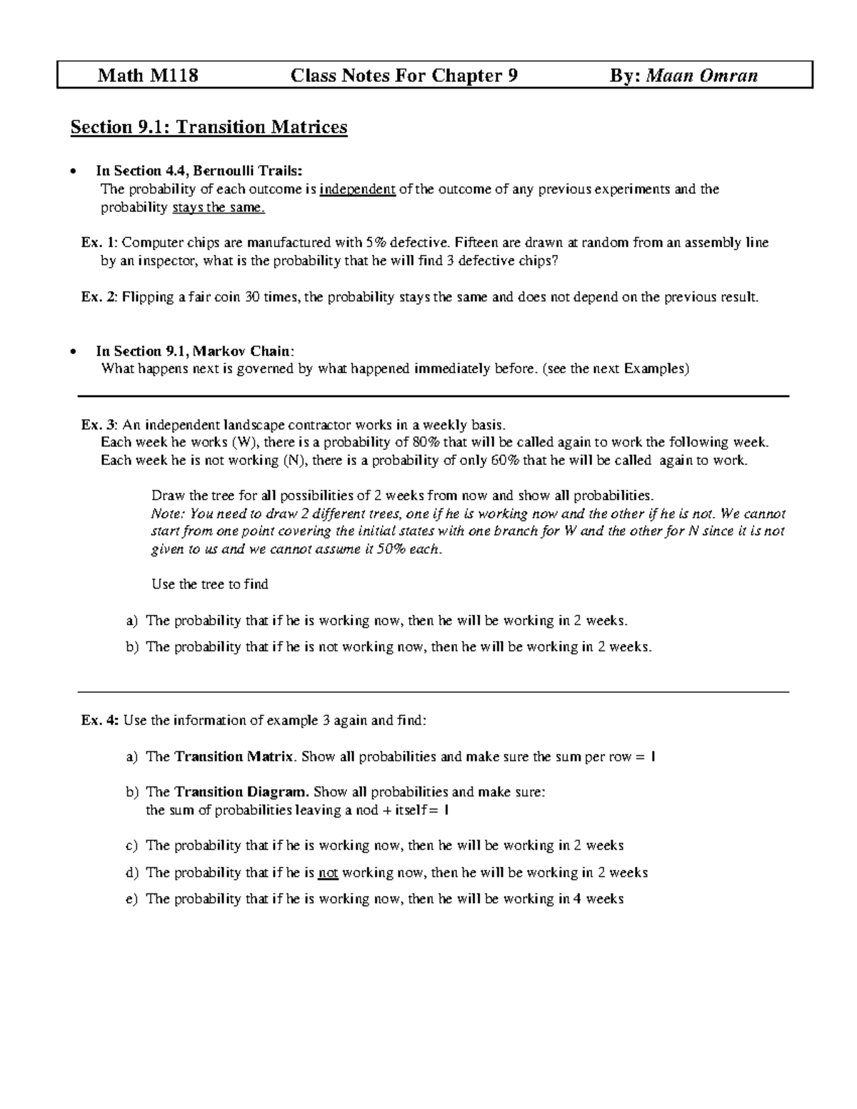 Chapter 9 - Math M118 Class Notes For Chapter 9 By: Maan Omran Section ...