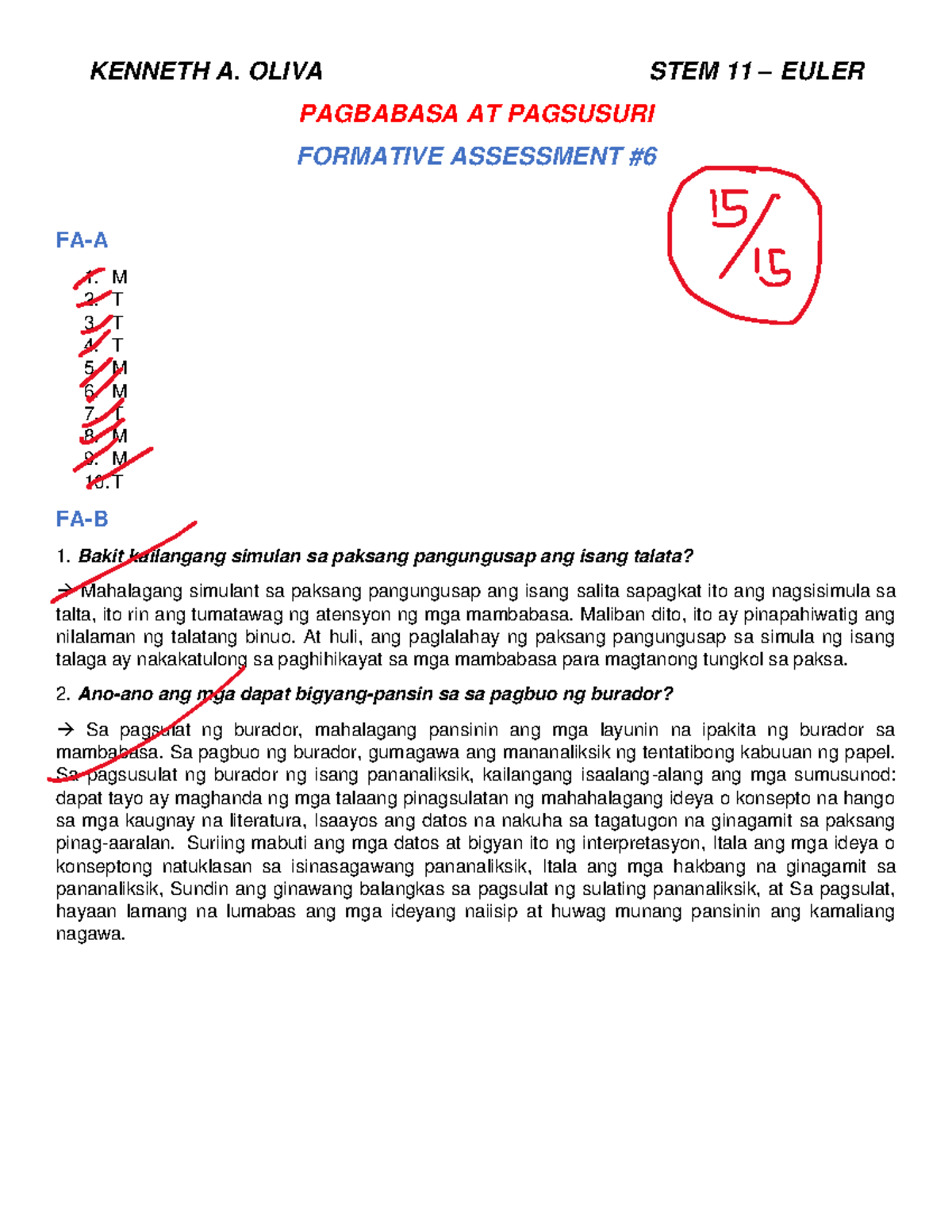Pagbabasa AT Pagsusuri FA#6 - KENNETH A. OLIVA STEM 11 – EULER PAGBABASA AT PAGSUSURI FORMATIVE ...