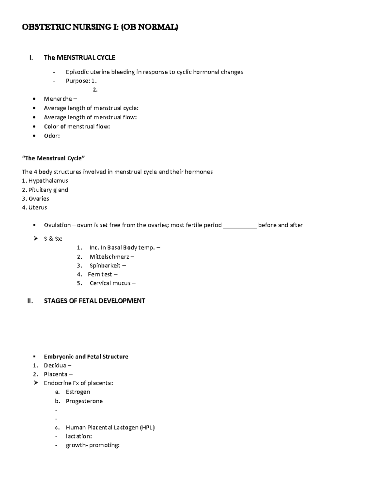 Handouts - OB PART 2 - MS. Pomentil - 2024 - OBSTETRIC NURSING I: (OB ...