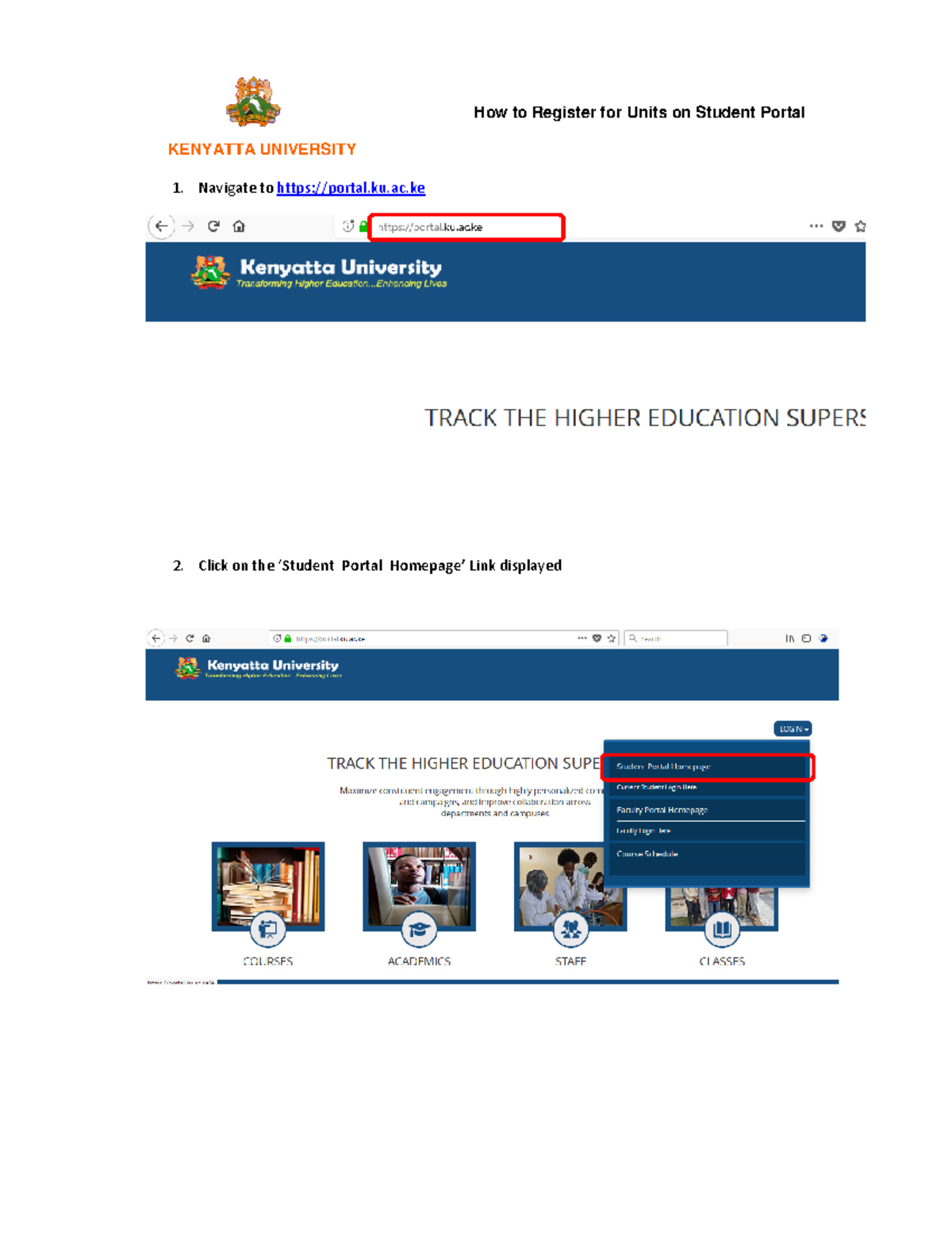 How to Register for Units Online - KENYATTA UNIVERSITY Navigate to ...
