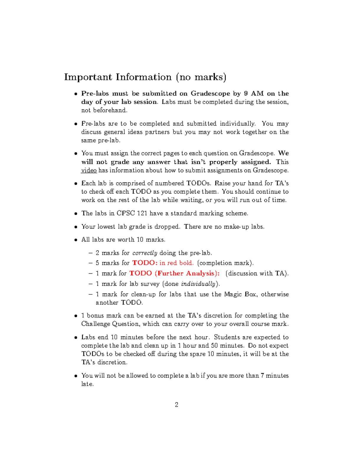 Lab04 - lab 04 - Important Information (no marks) Pre-labs must be submitted on Gradescope by 9 ...