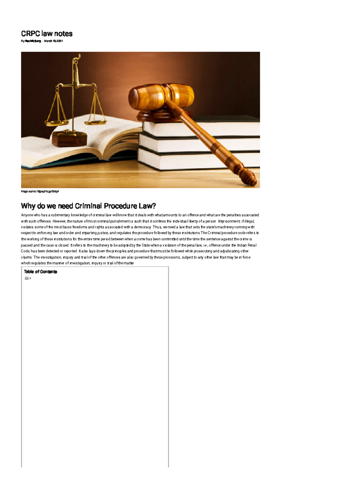 CRPC law notes - However, the nature of most criminal punishment is ...