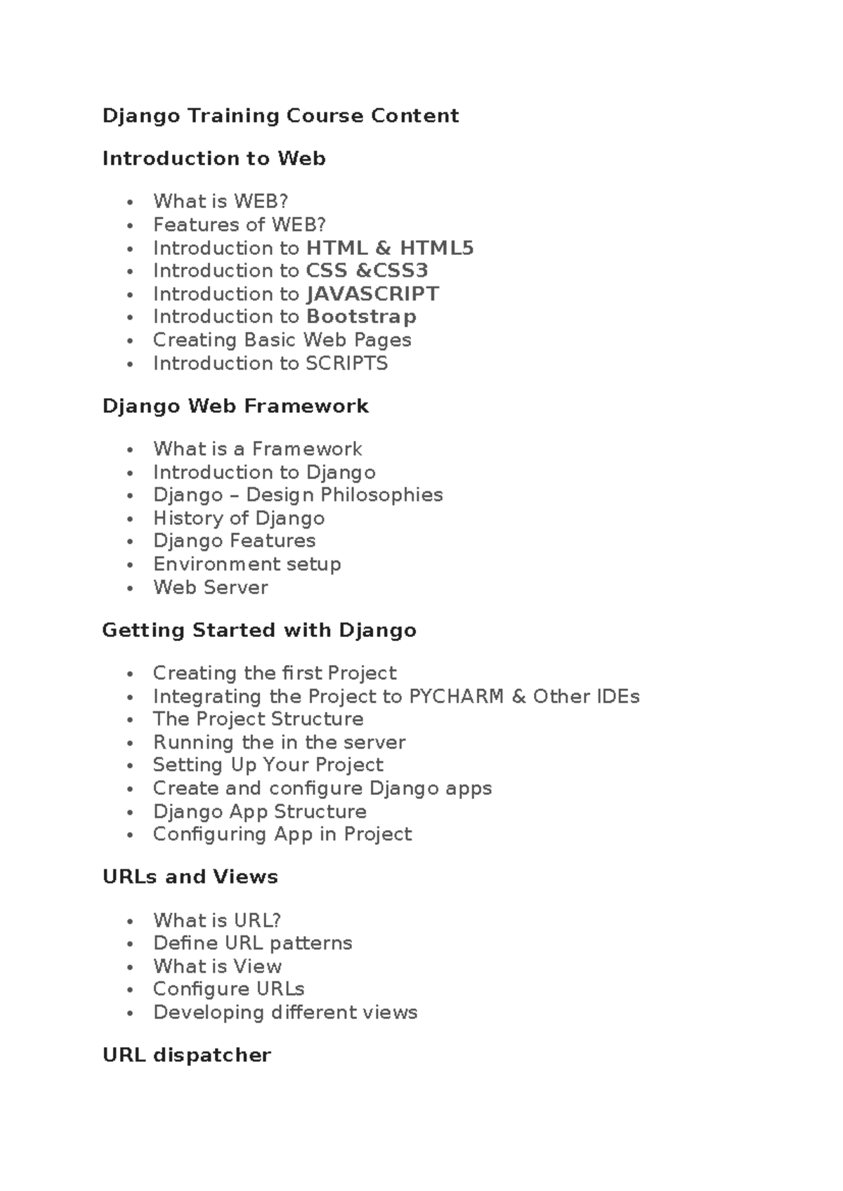 Django Training Course Content - Django Training Course Content ...
