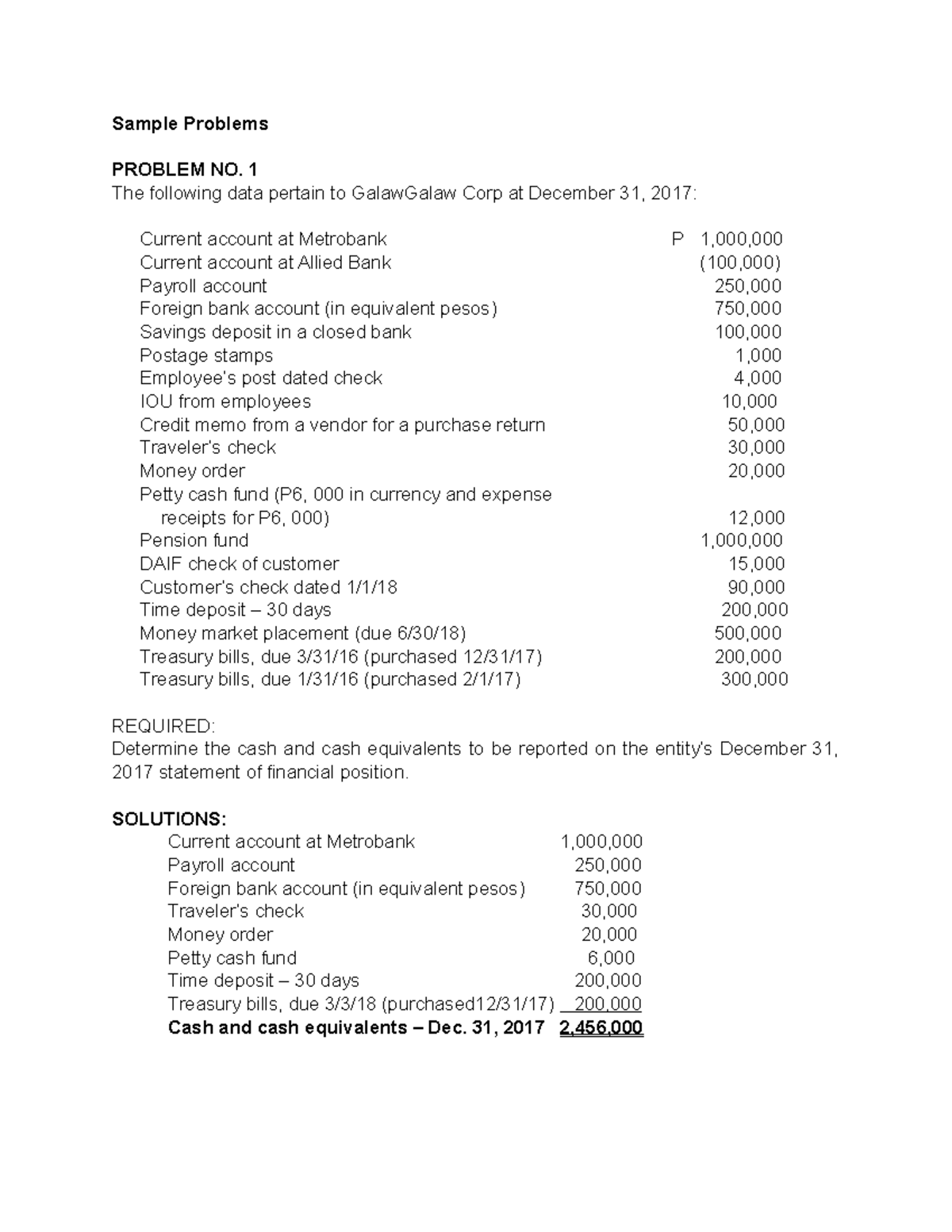 Pdfcoffee - pdf - Sample Problems Payroll account 250, Foreign bank account (in equivalent pesos ...