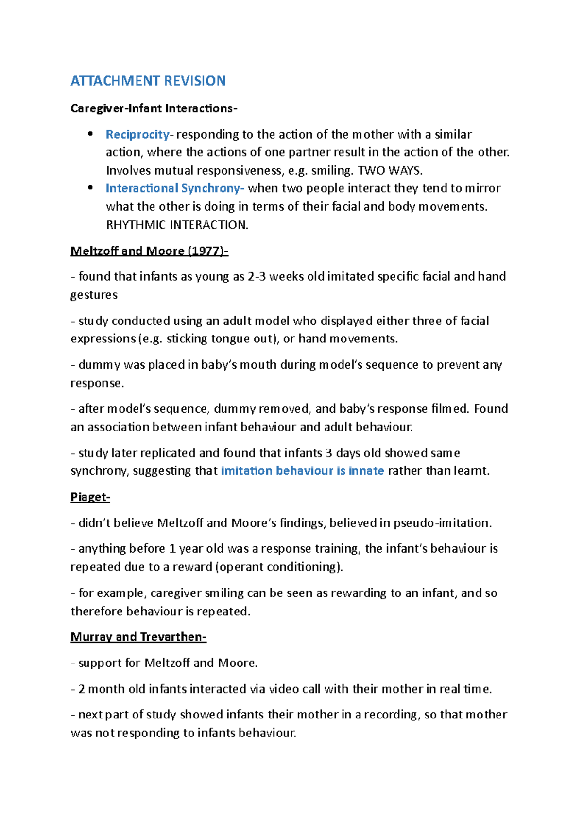 Attachment Revision 1 - Psych - ATTACHMENT REVISION Caregiver-Infant ...