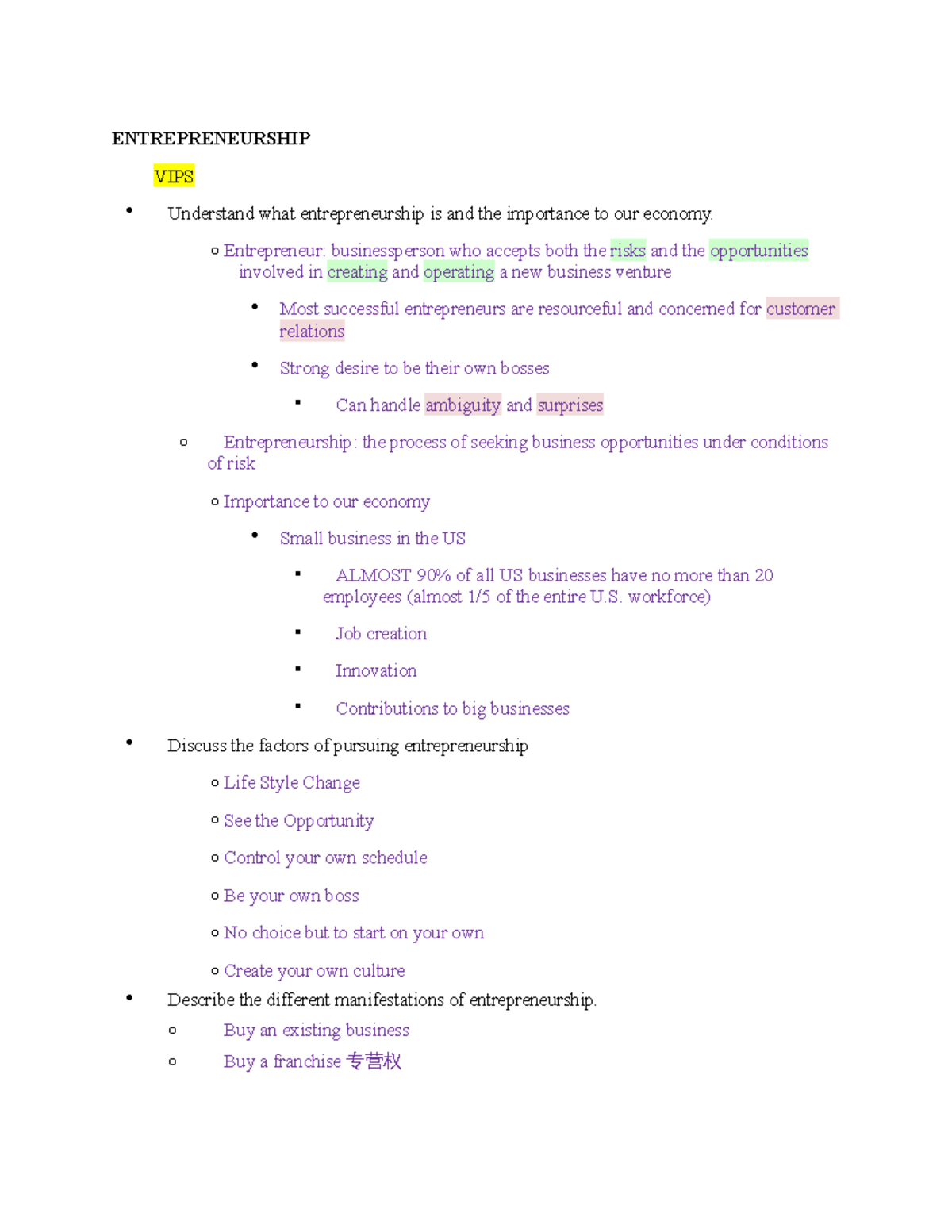 15. Entrepreneurship - Lecture notes 15 - ENTREPRENEURSHIP VIPS ...