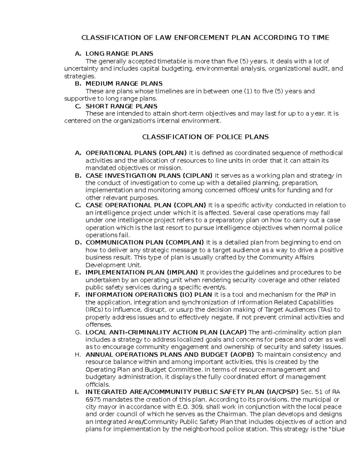 Chapter 2 part 2 - LAW ENFORCEMENT OPERATION - CLASSIFICATION OF LAW ...