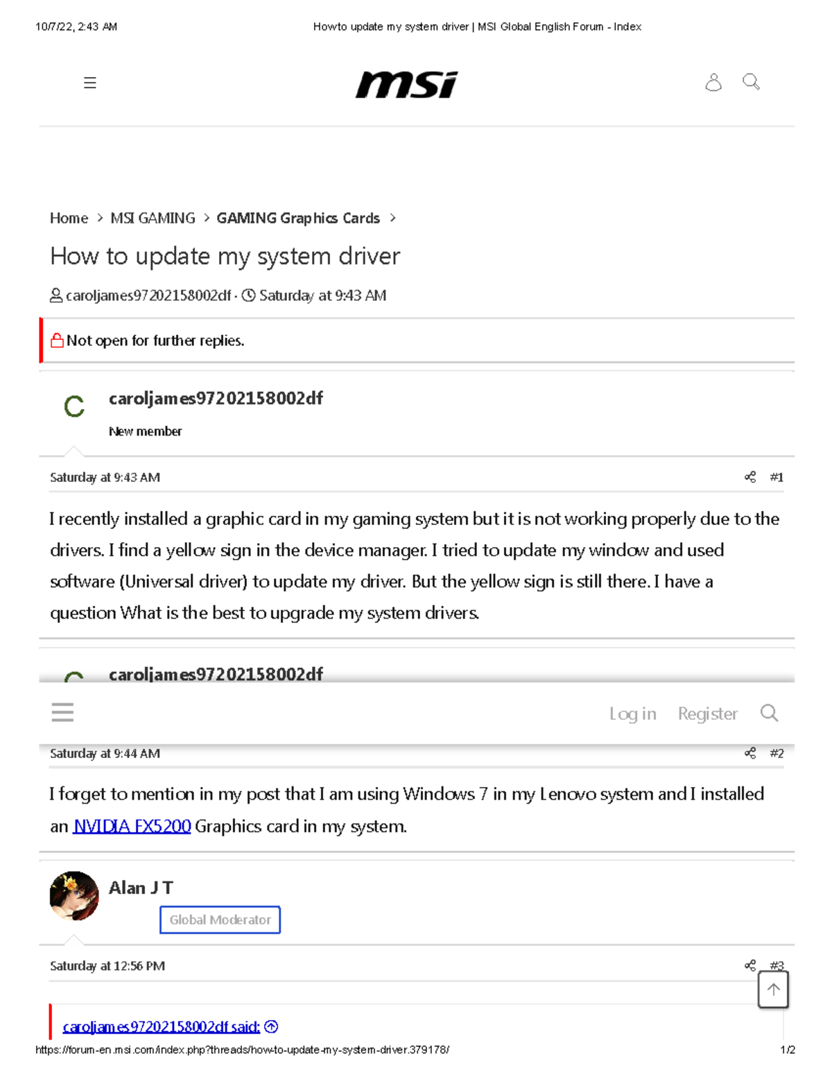 How to update my system driver MSI Global English Forum - Index - msi ...