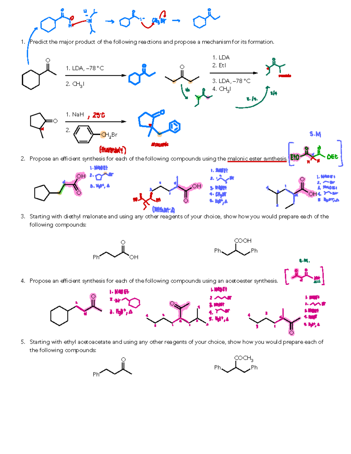 Final Exam Review - Predict the major product of the following ...