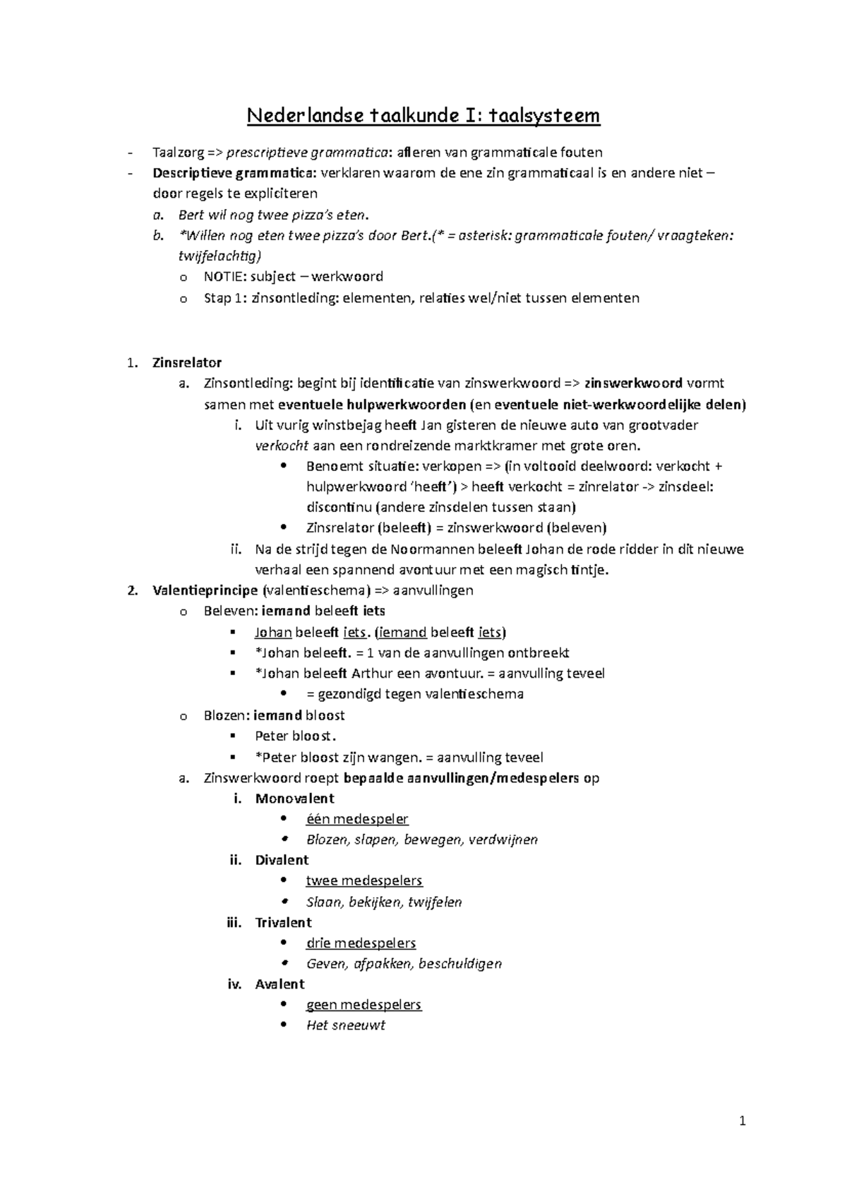 Nederlandse taalkunde LES 1 - Nederlandse taalkunde I: taalsysteem ...