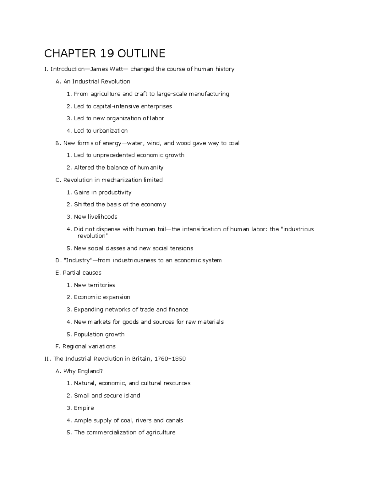 CH19 - work assignments from textbooks and lectures - CHAPTER 19 OUTLINE I. Introduction—James ...