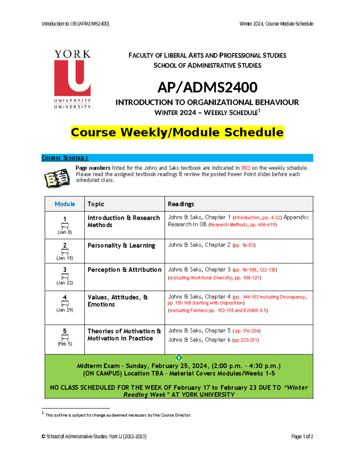 Weekly-Schedule W24 ADMS2400 Outline v1.0 - module schedule ...