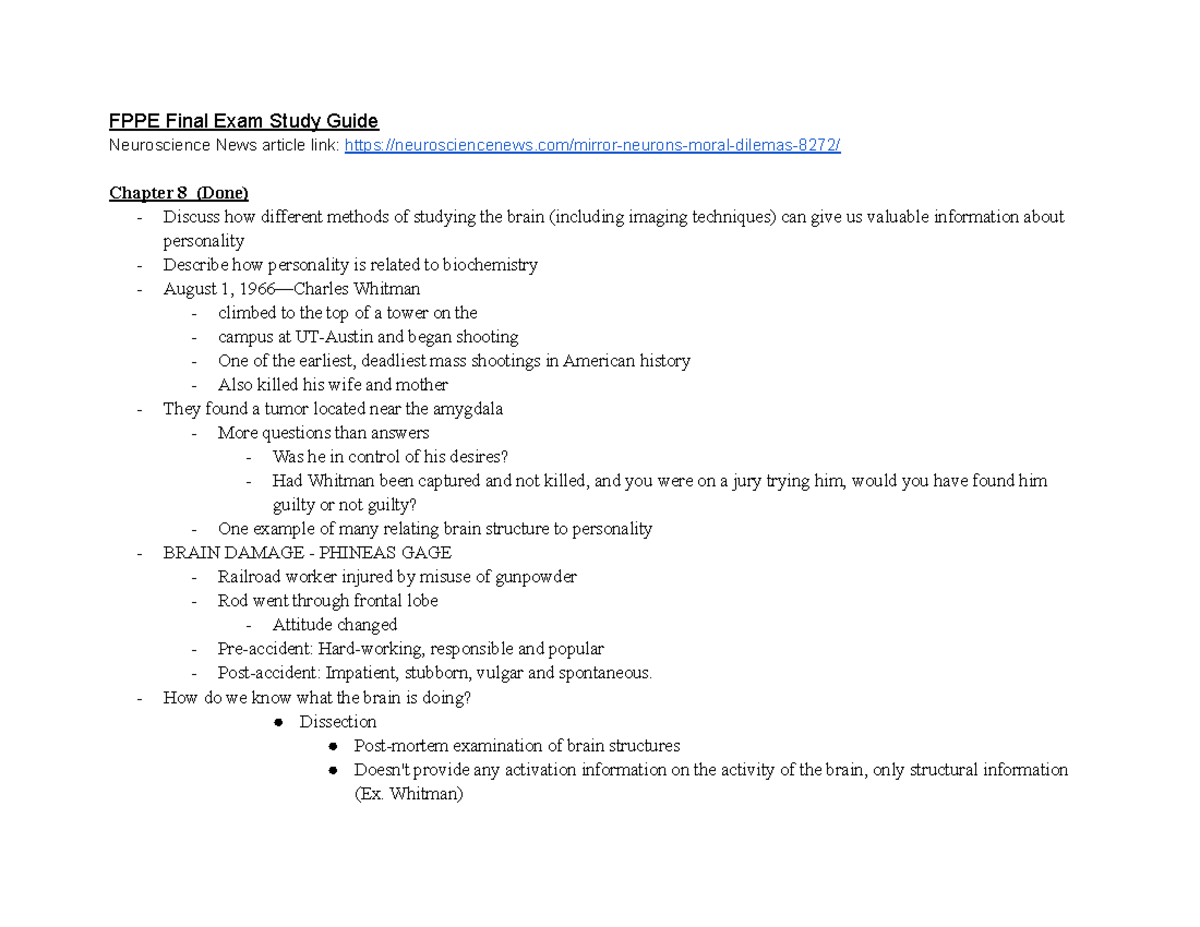 PPE3003 Final Exam Study Guide - FPPE Final Exam Study Guide ...