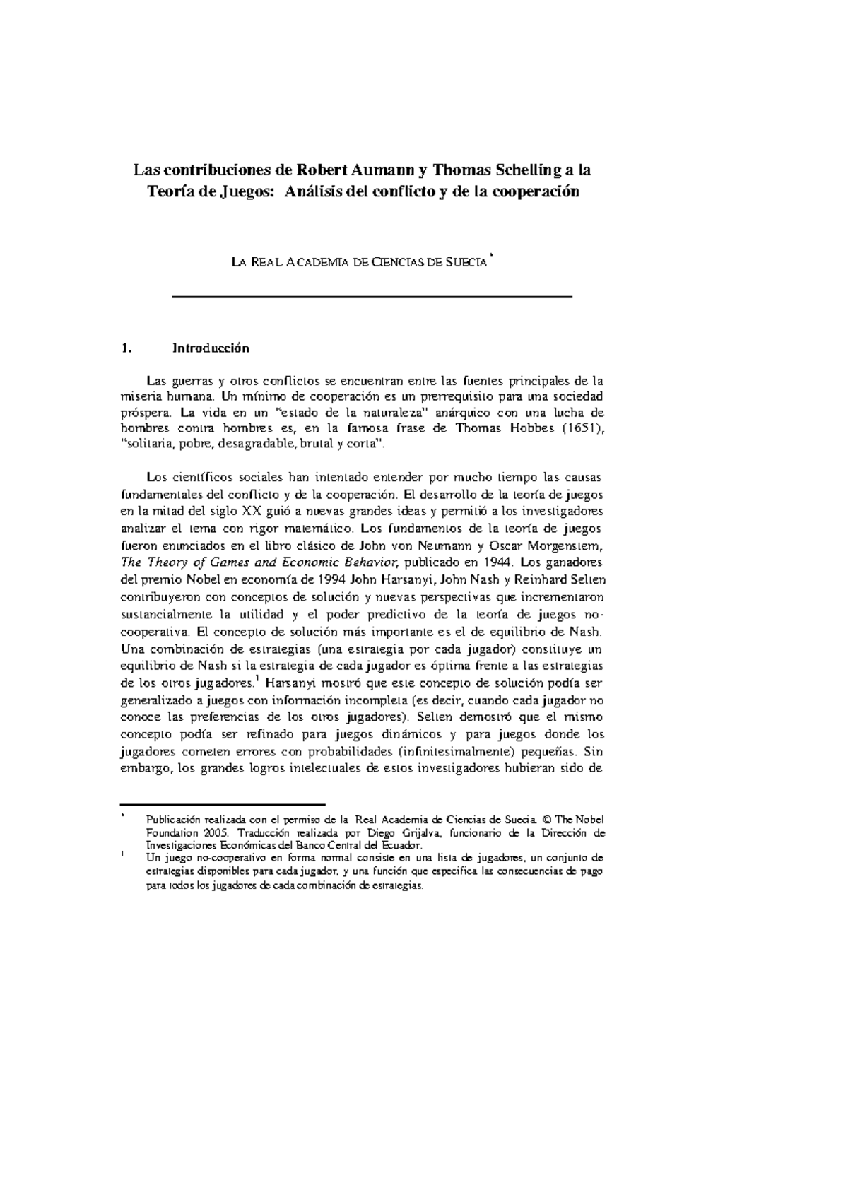 Lectura Trabajo - Las contribuciones de Robert Aumann y Thomas ...