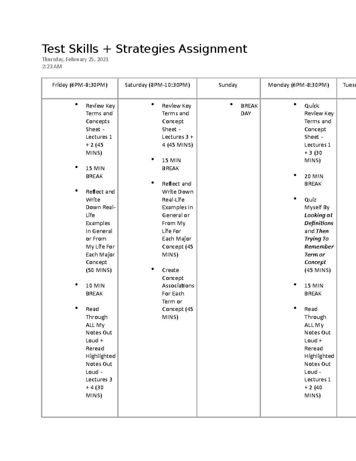 Week 5 Assignment - Test Skills + Strategies Assignment - Test Skills ...