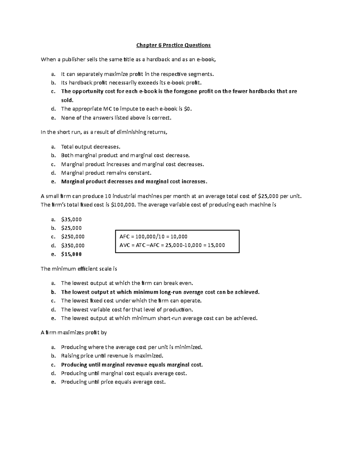 Chapter 6 Practice Questions - Chapter 6 Practice Questions When a ...