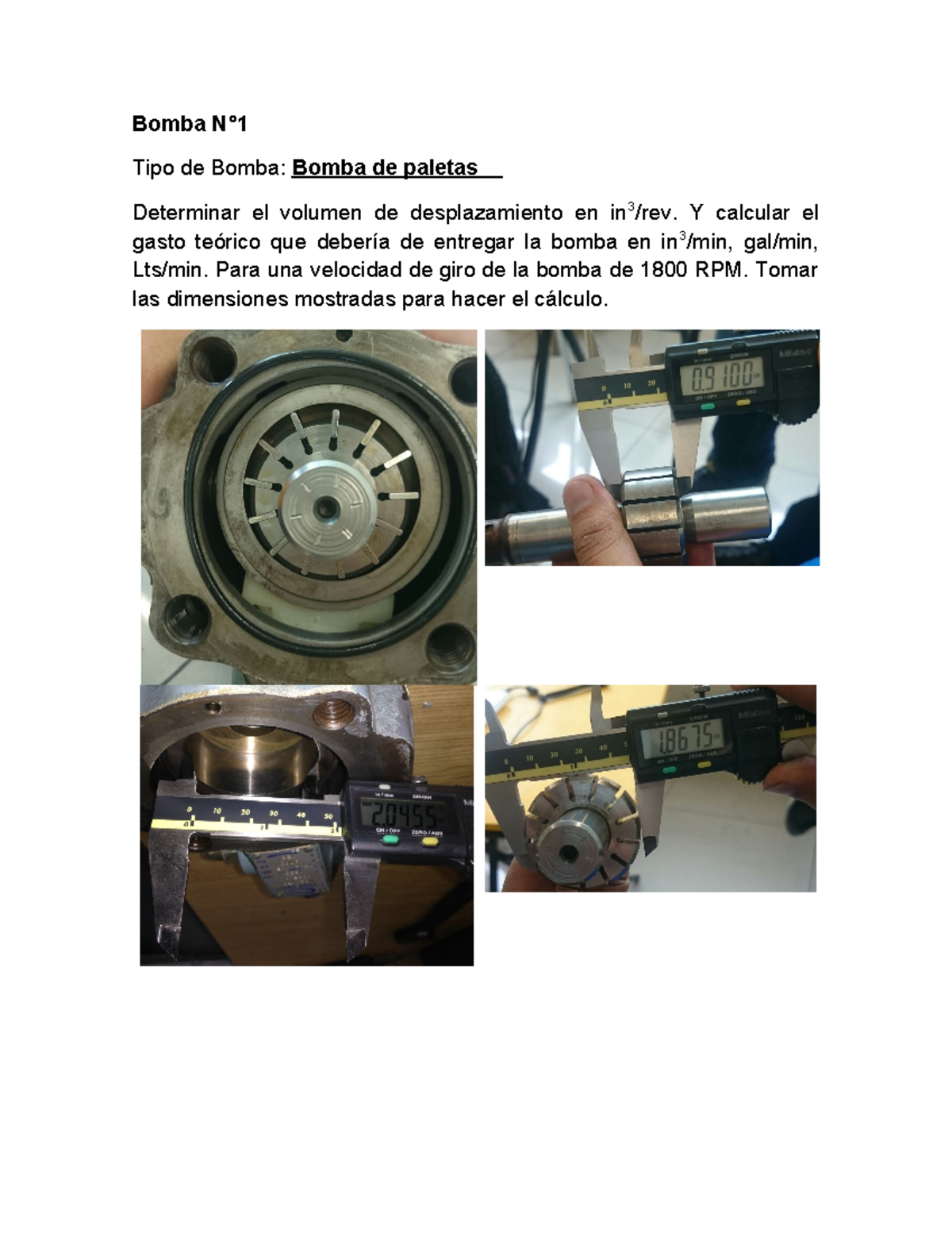 Actividad DE Bombas - Bomba N° Tipo de Bomba: Bomba de paletas ...